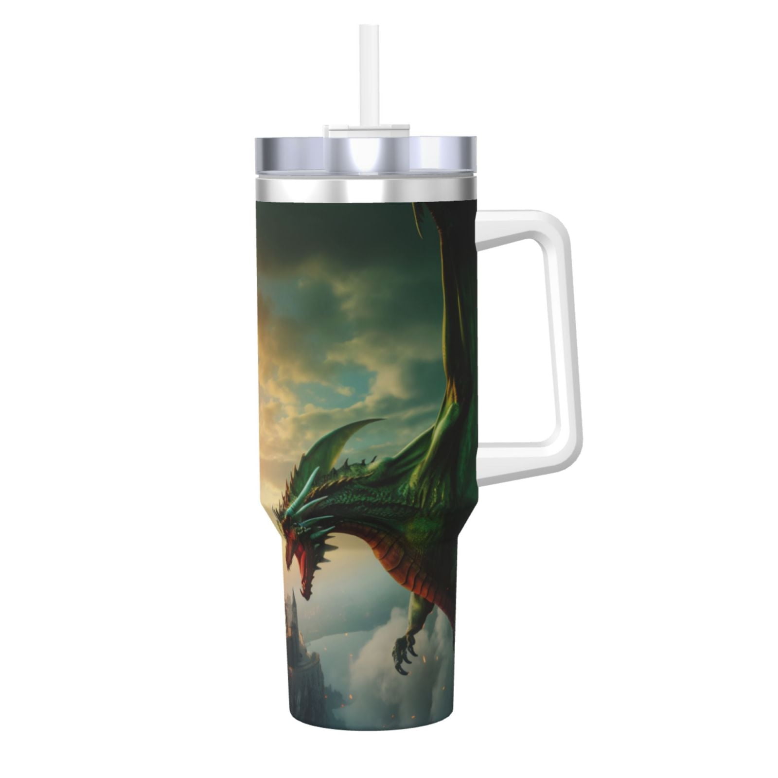 Fotbe Castle Red Green Sky Dragon Pattern 40oz Ice Bully With Handle ...
