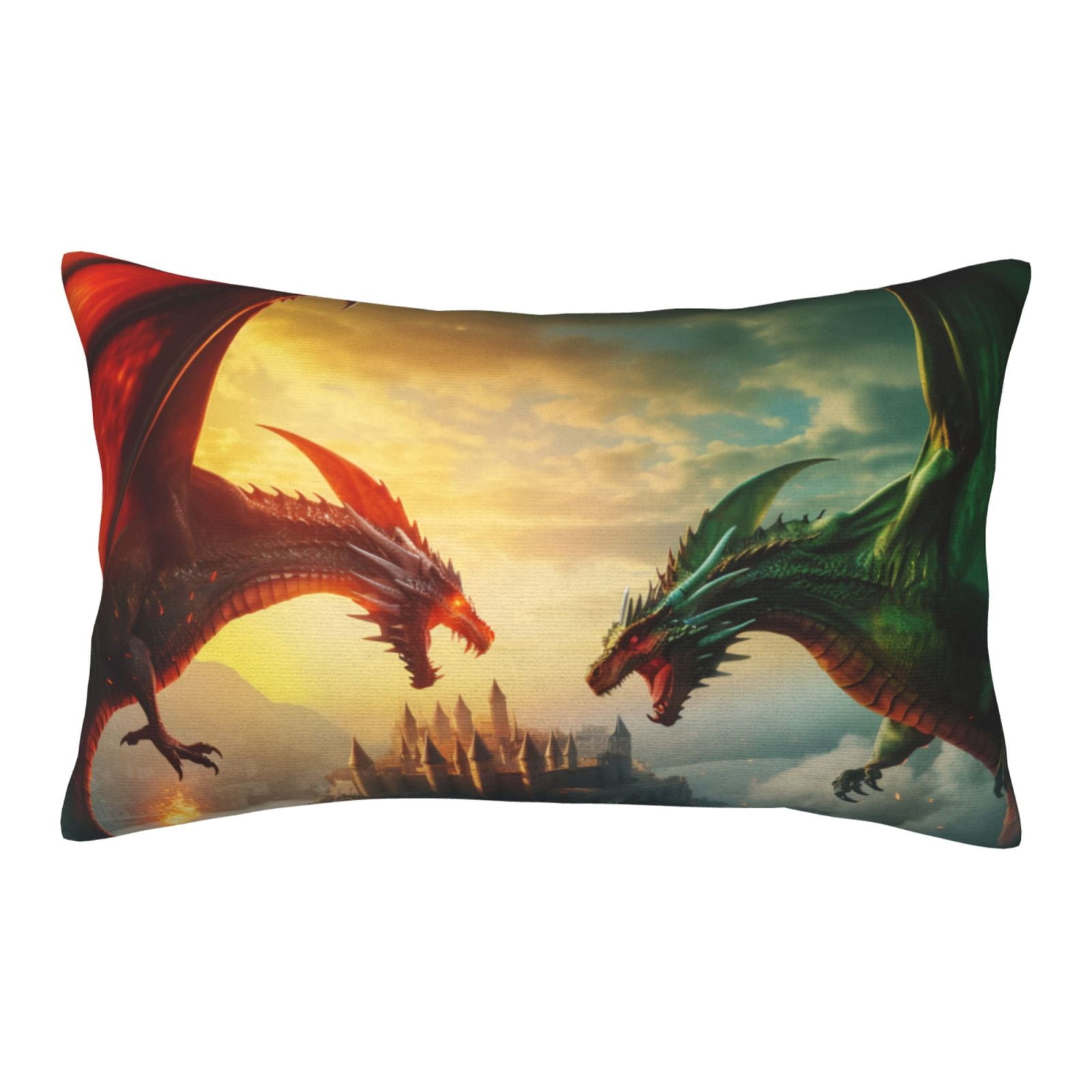 Fotbe Castle Red Green Sky Dragon Pillow Cases - Envelope Closure ...