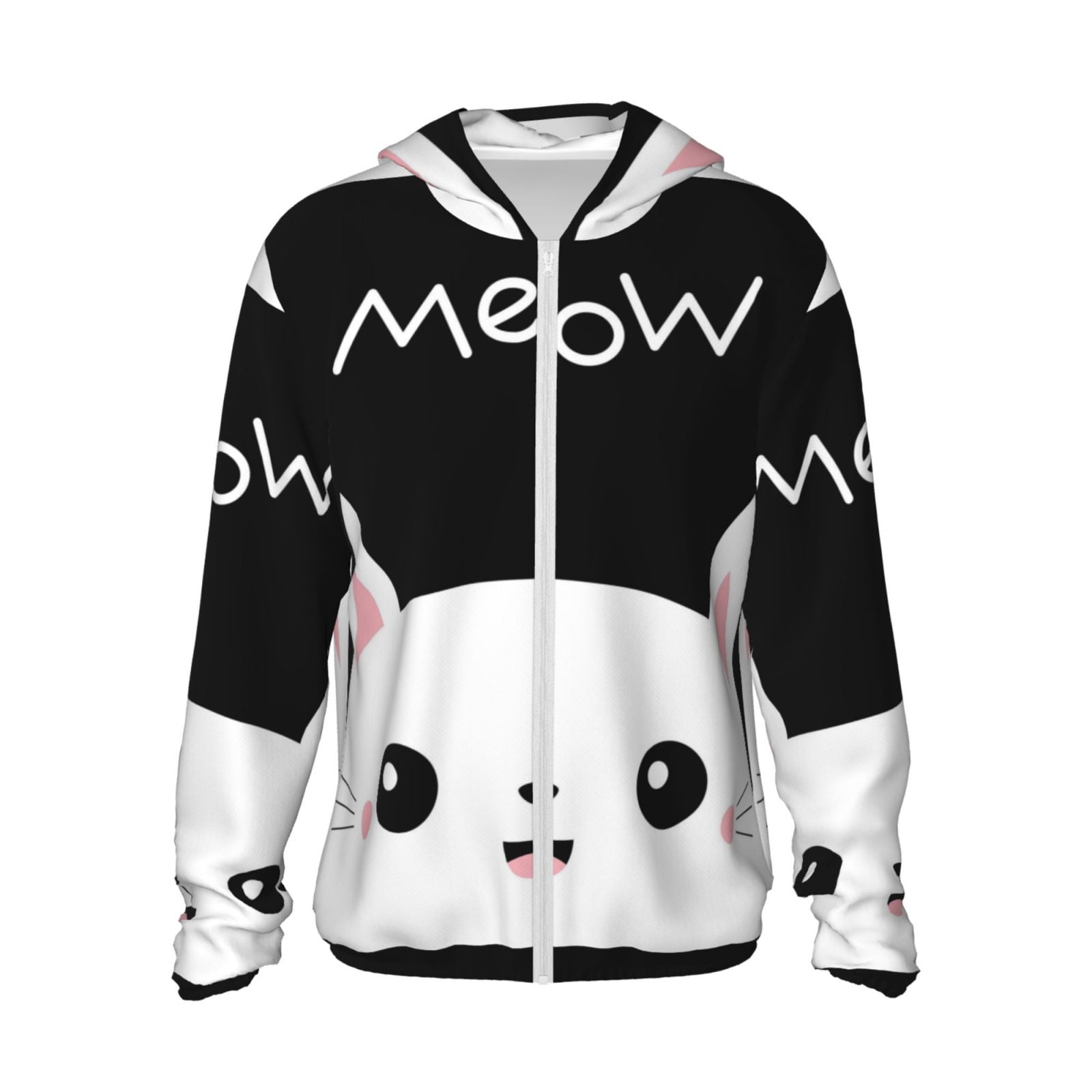 Fotbe Cat Meow Men's Women's UPF 50+ Sun Protection Jacket Hooded ...