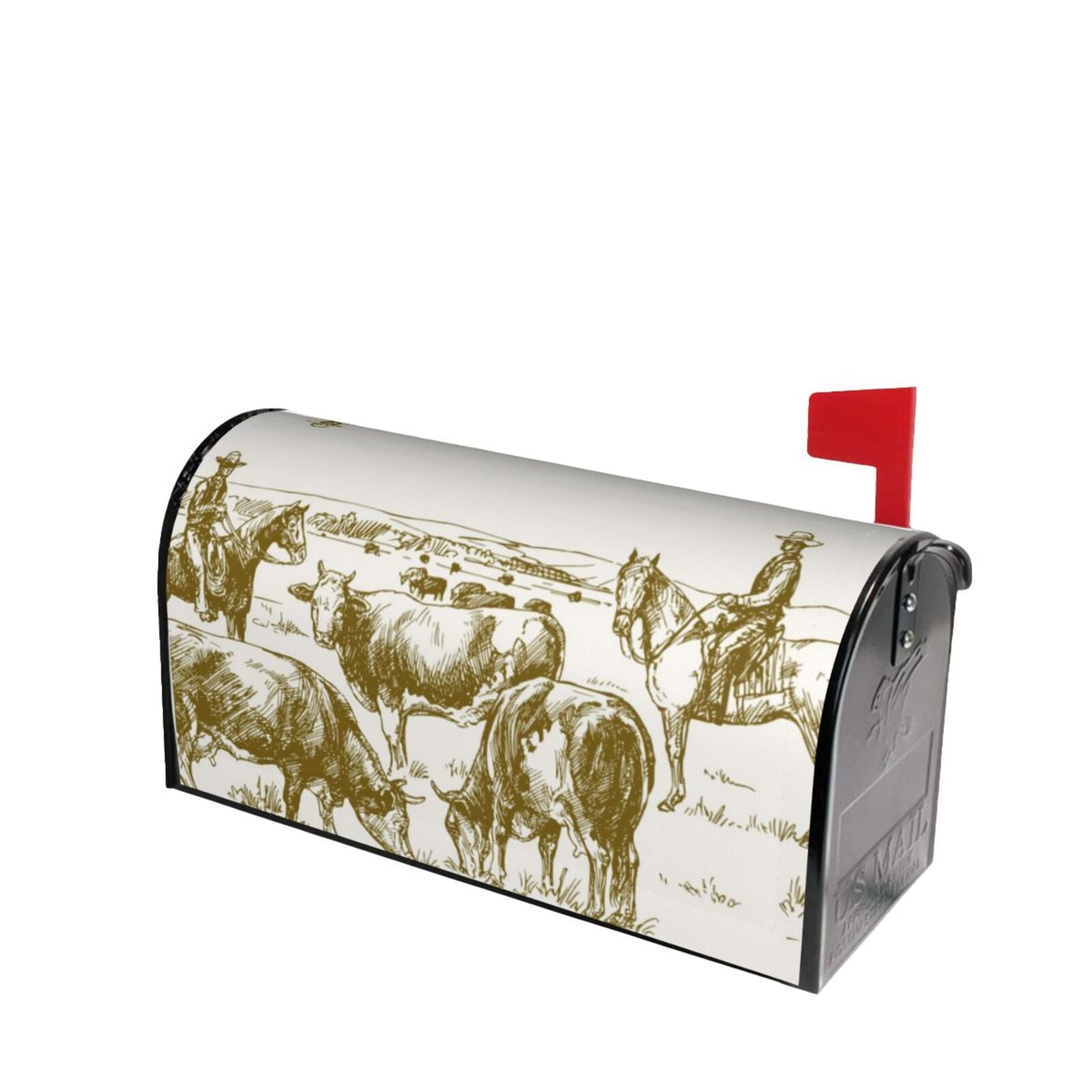 Fotbe Cattle Drive By Two Cowboys 1 Mailbox Covers Post Letter Box ...