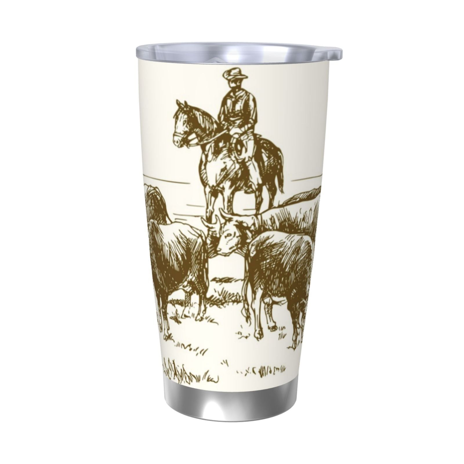 Fotbe Cattle Drive By Two Cowboys Pattern 20 oz Tumbler Stainless Steel ...