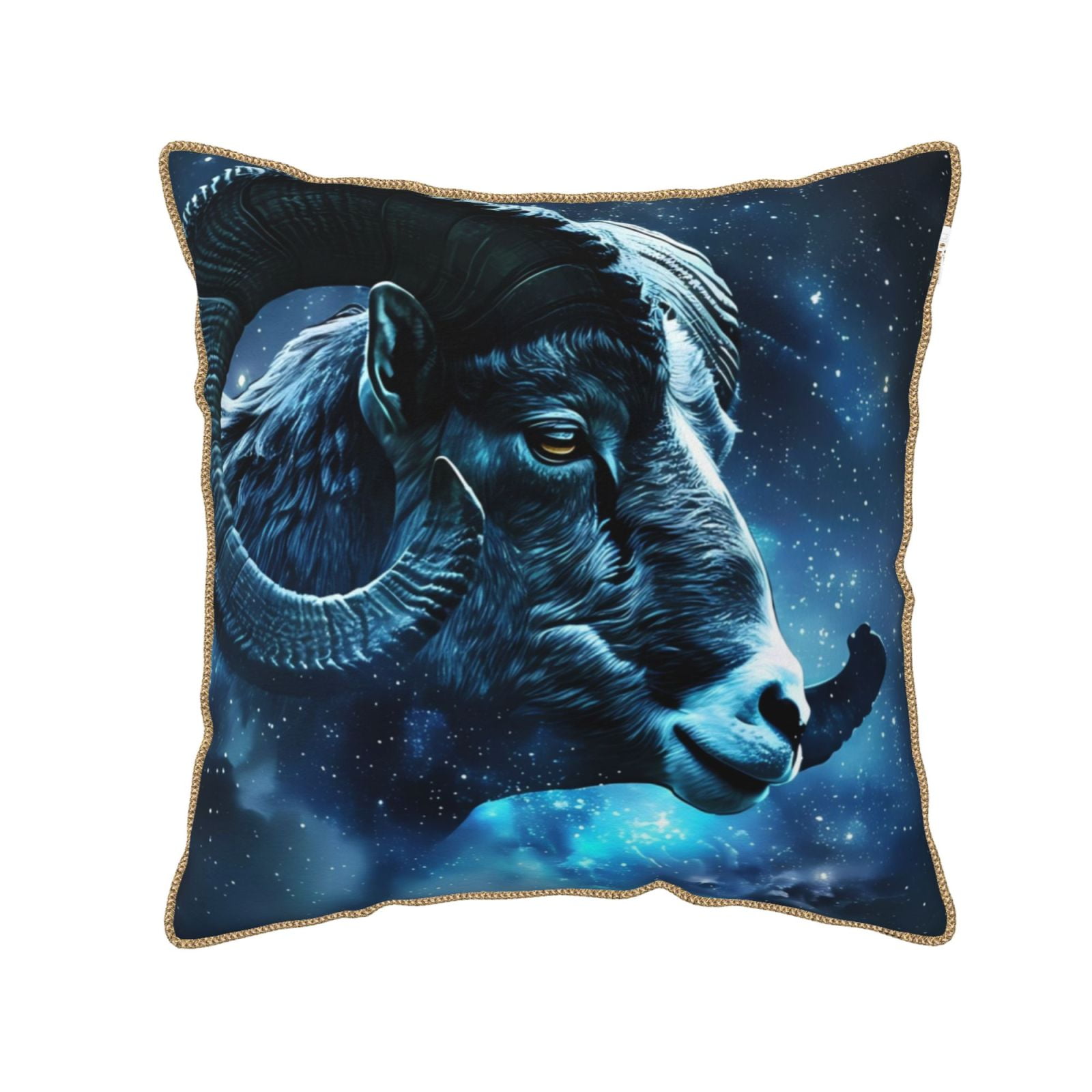 Fotbe Celestial Ram Night Sky Pattern Velvet Decorative Throw Pillow ...