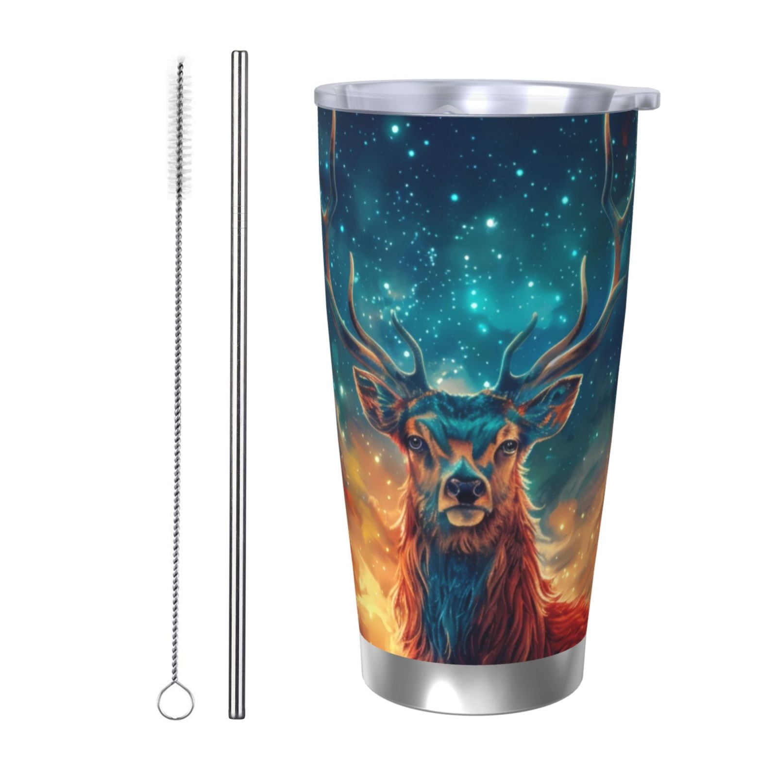 Fotbe Celestial Stag Cosmic Glow Pattern 20 oz Tumbler Stainless Steel ...