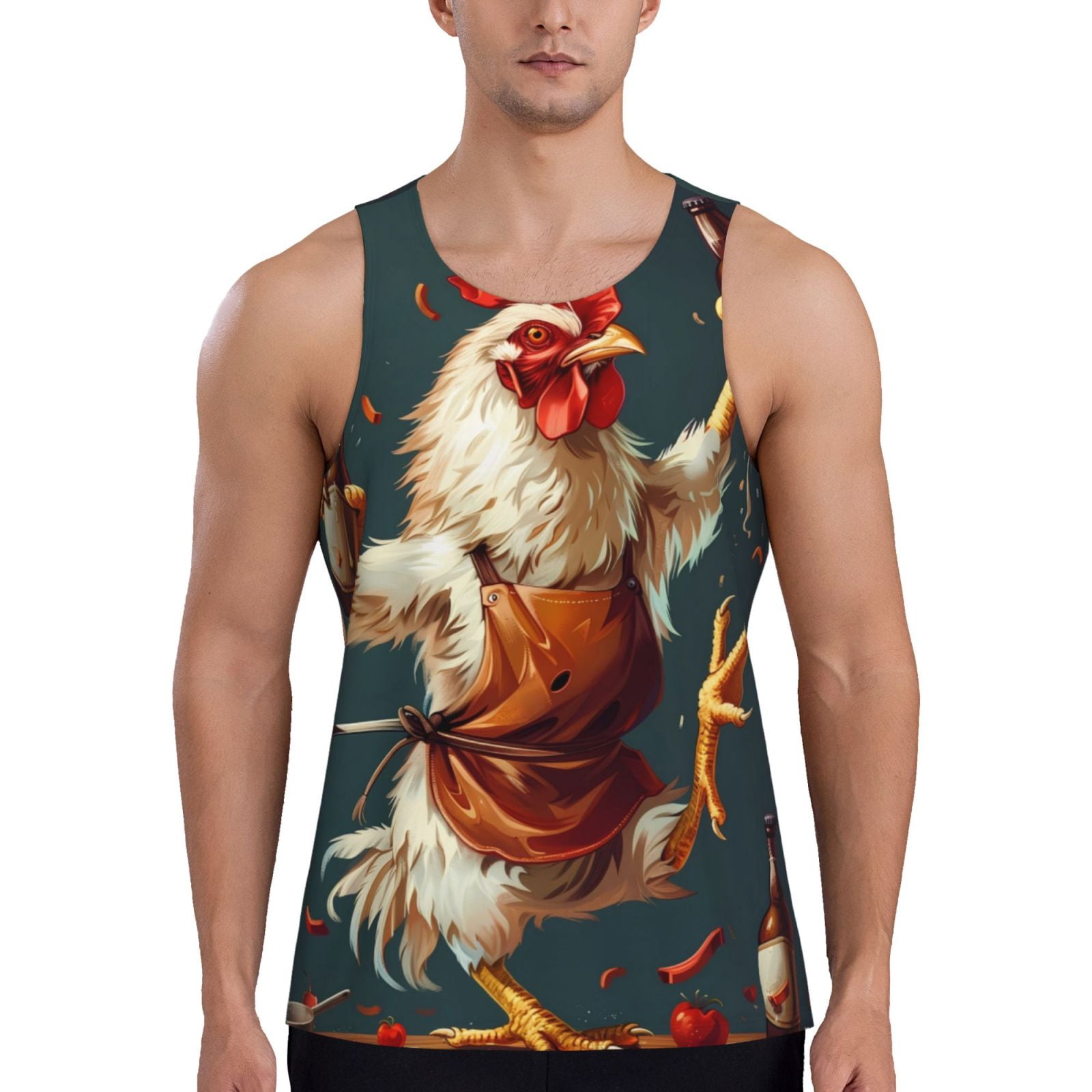 Fotbe Chef Chicken With Beer Bottles Pattern Men's Quick Dry Workout ...