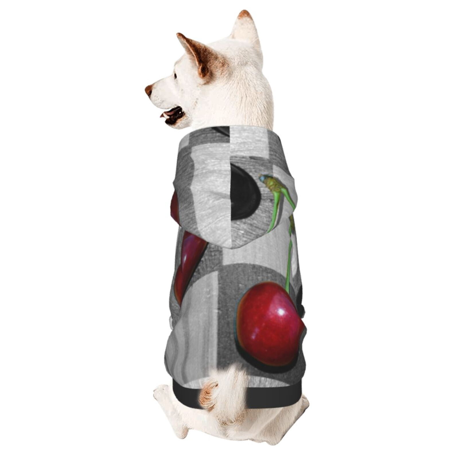 Fotbe Cherries laid Print Small Dog Sweater Hoodies Pet Grey Hooded ...