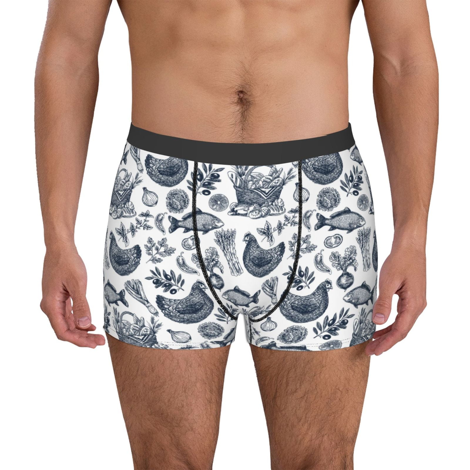 Fotbe Chicken And Fish Men’s Total Support Pouch Boxer Briefs, X-Temp Cooling, Moisture-Wicking ...