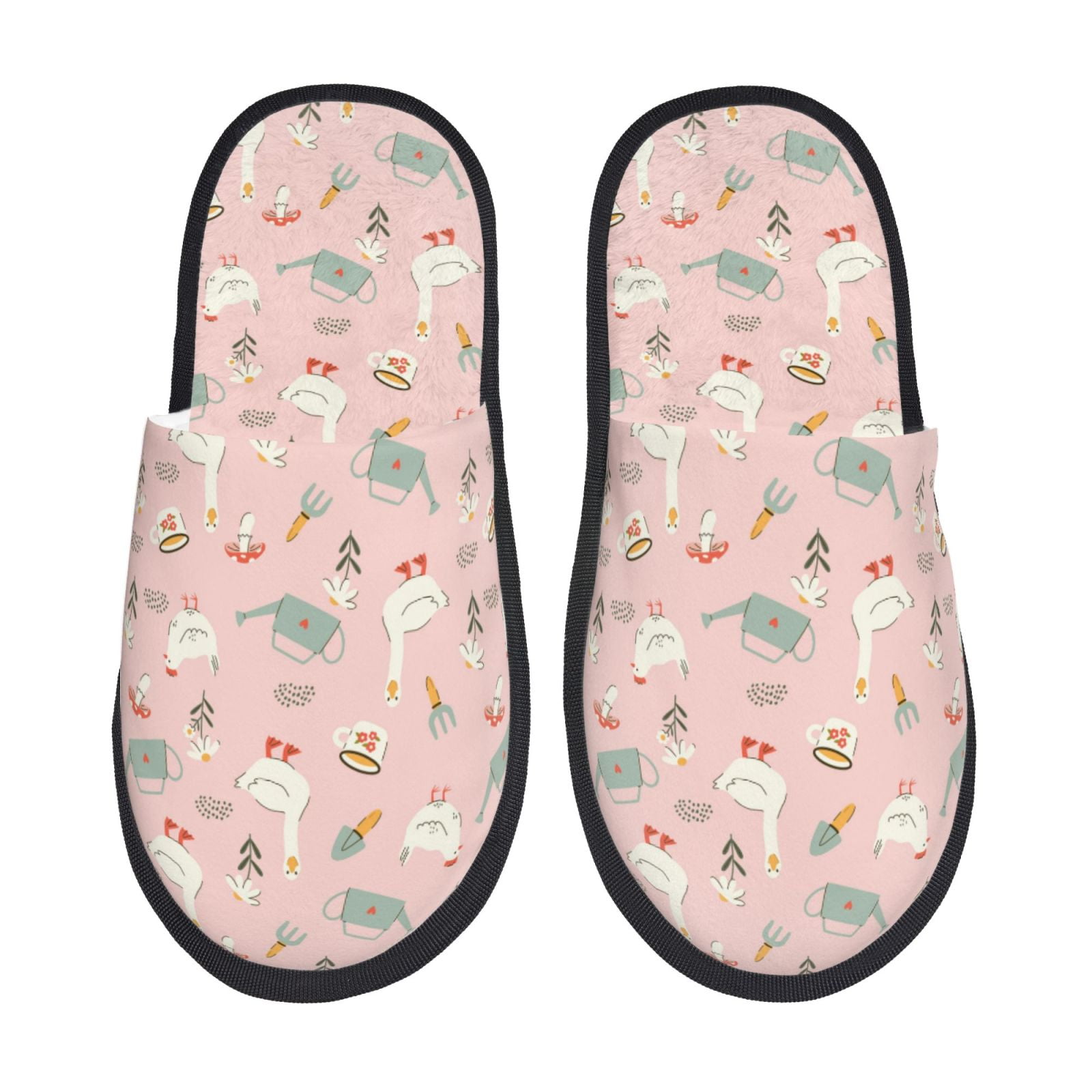 Fotbe Chicken And Goose Pattern Women's Fuzzy Slippers Plush Slippers ...