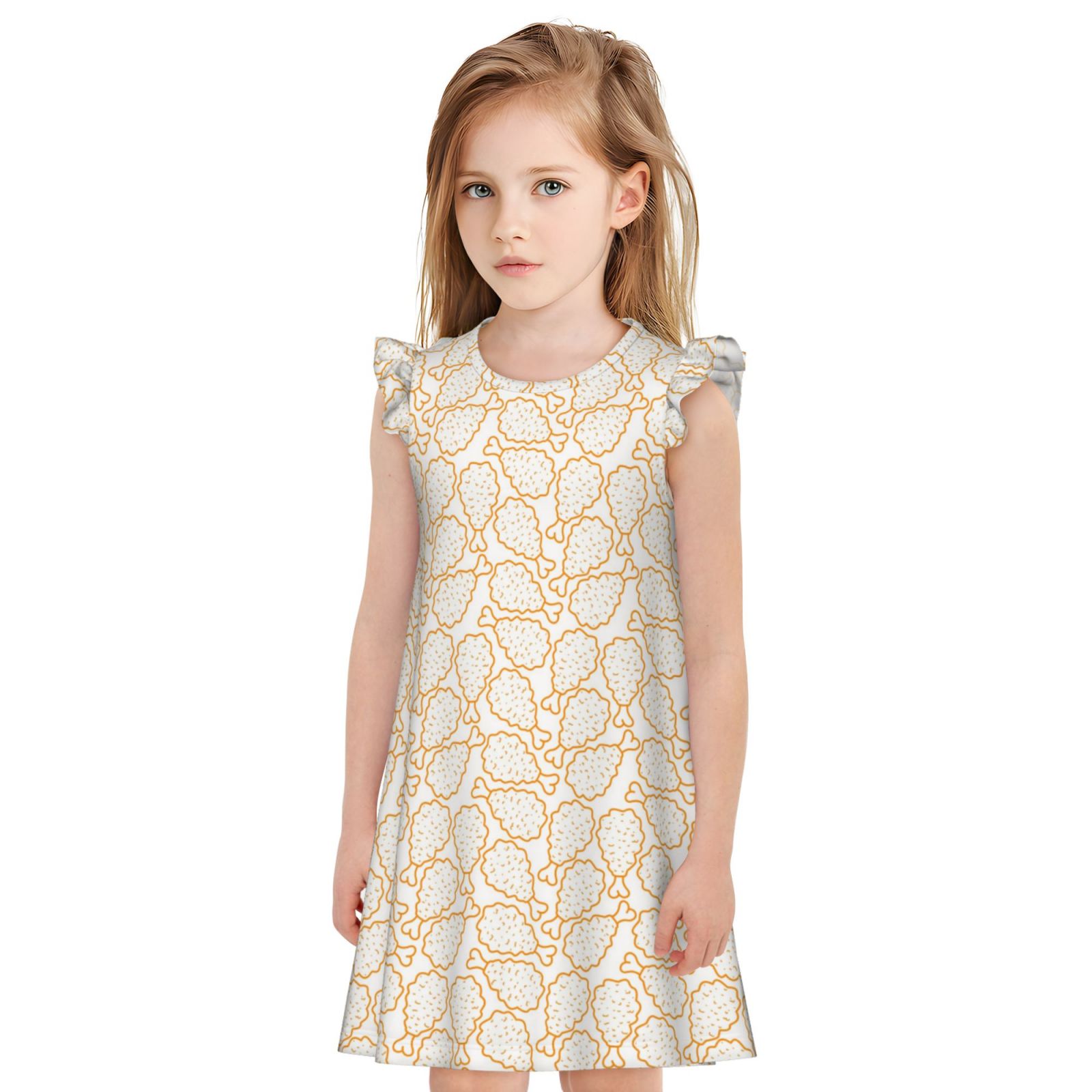 Fotbe Chicken Leg Pattern Girls Nightgowns 3-10 Years Short Sleeves ...