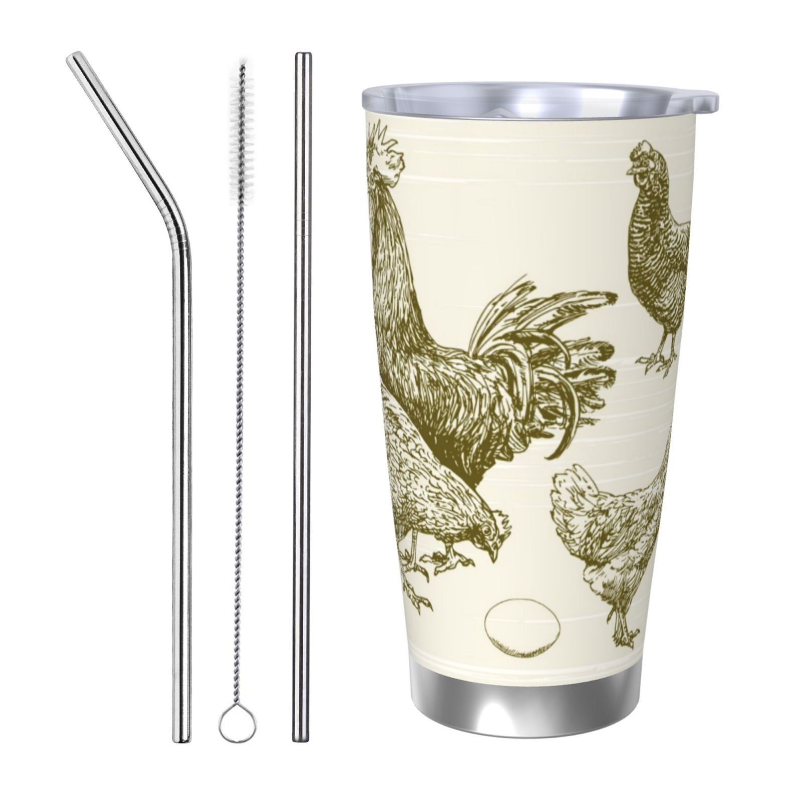 Fotbe Chickens Pattern 20 oz Tumbler Stainless Steel Vacuum Insulated ...