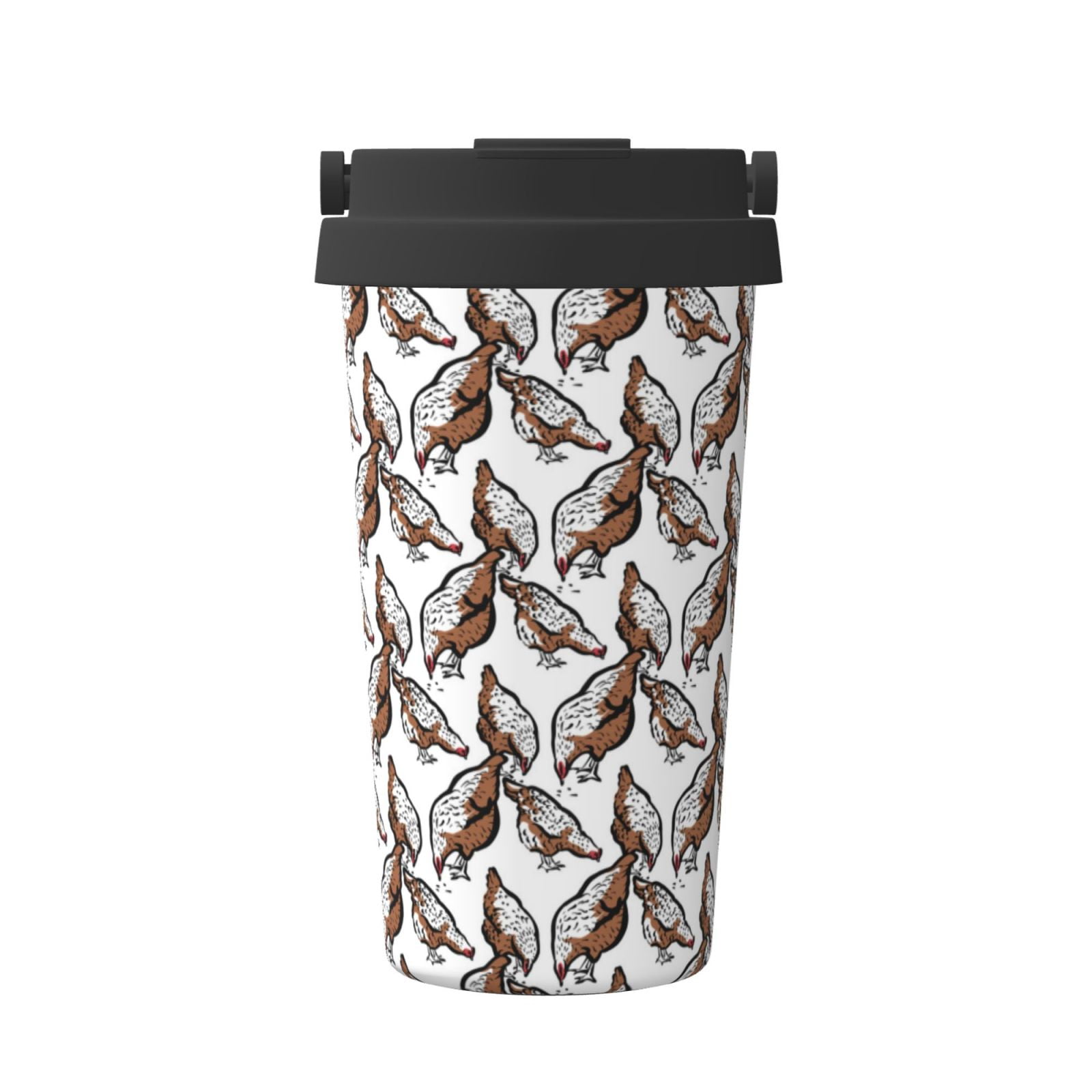 Fotbe Chickens Peck Grain Printed Insulated Travel Coffee Mug Spill ...