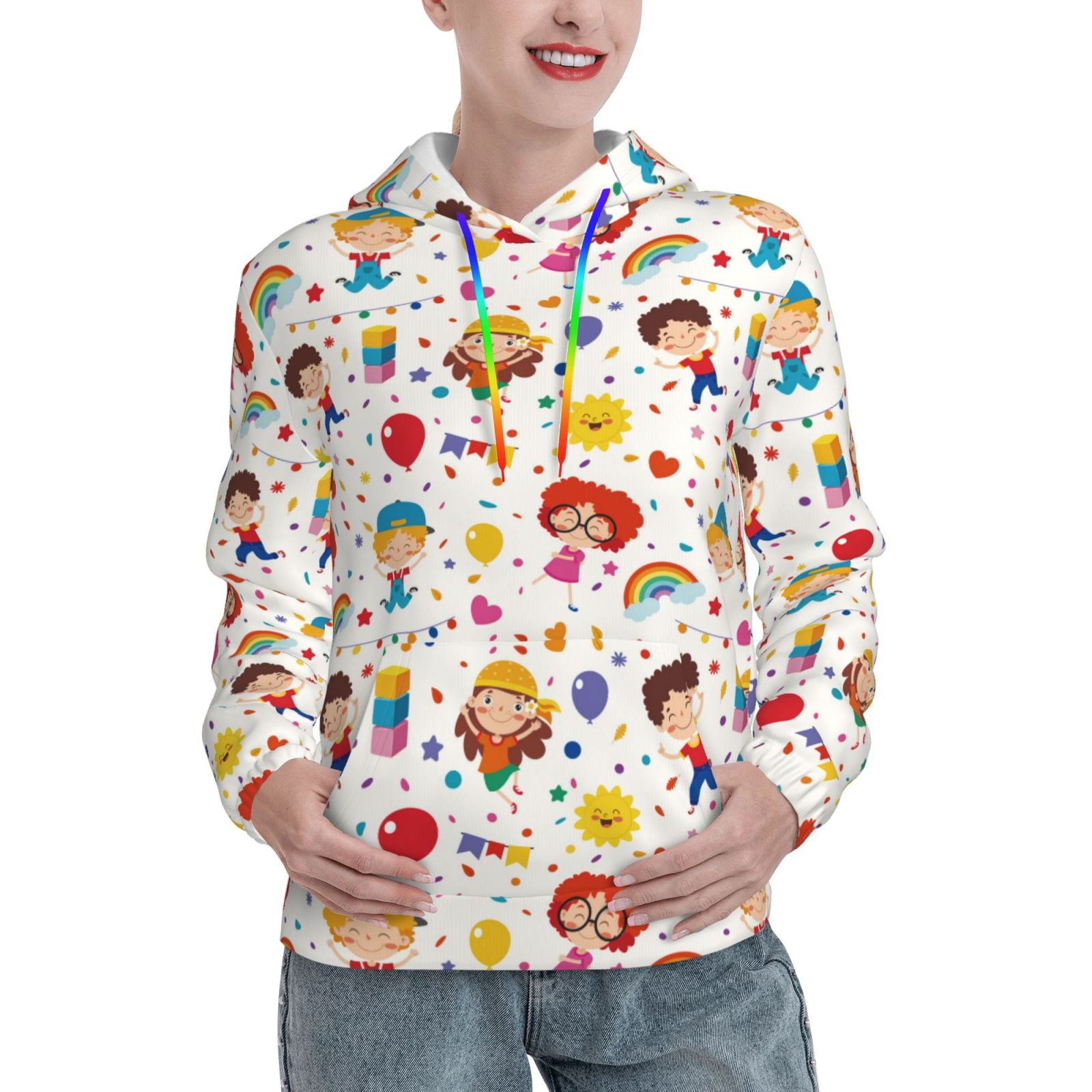 Fotbe Childrens Party Pattern Womens Long Sleeve Hoodie, Pullover ...