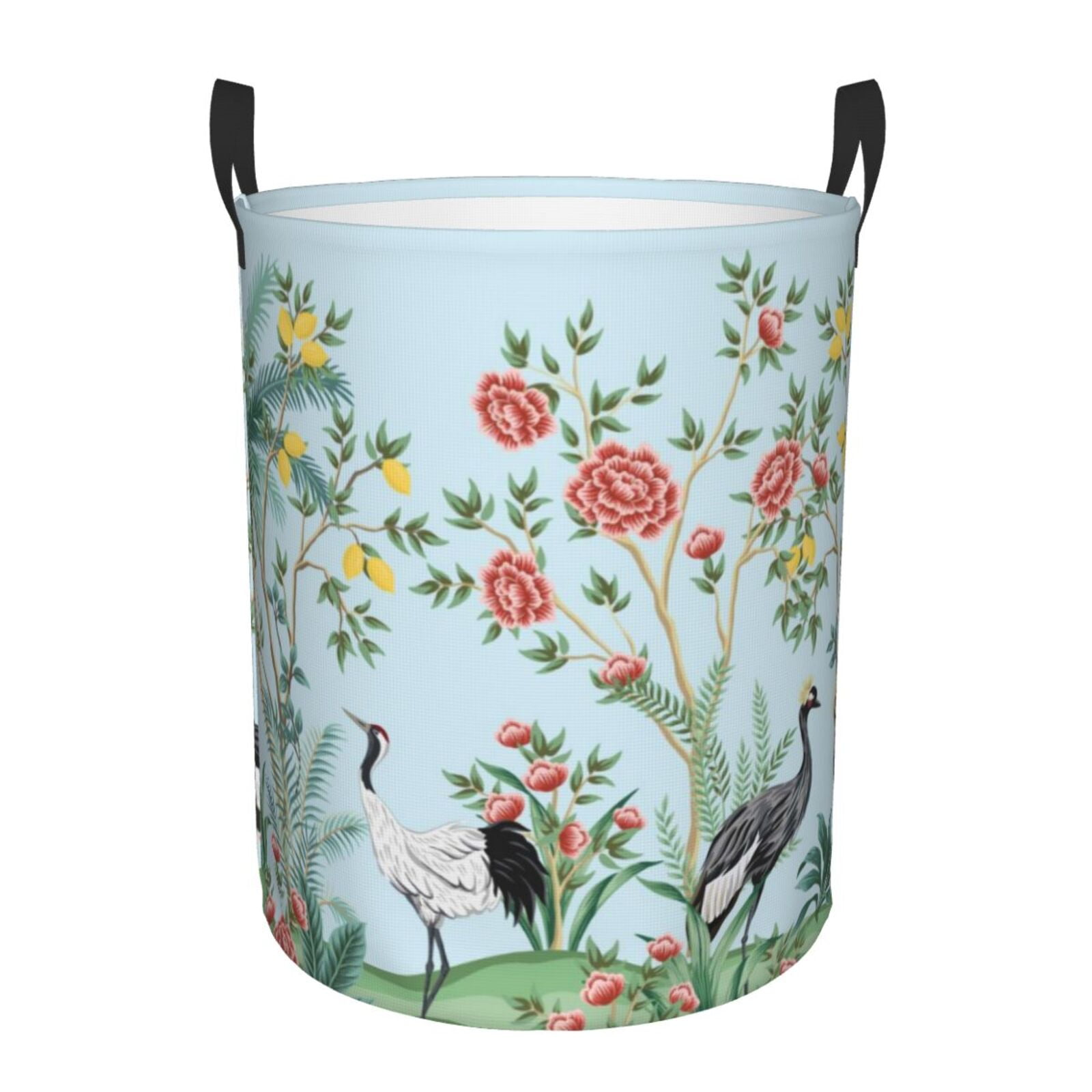 Fotbe Chinoiserie Floral Palm Tree Laundry Basket with Handles ...