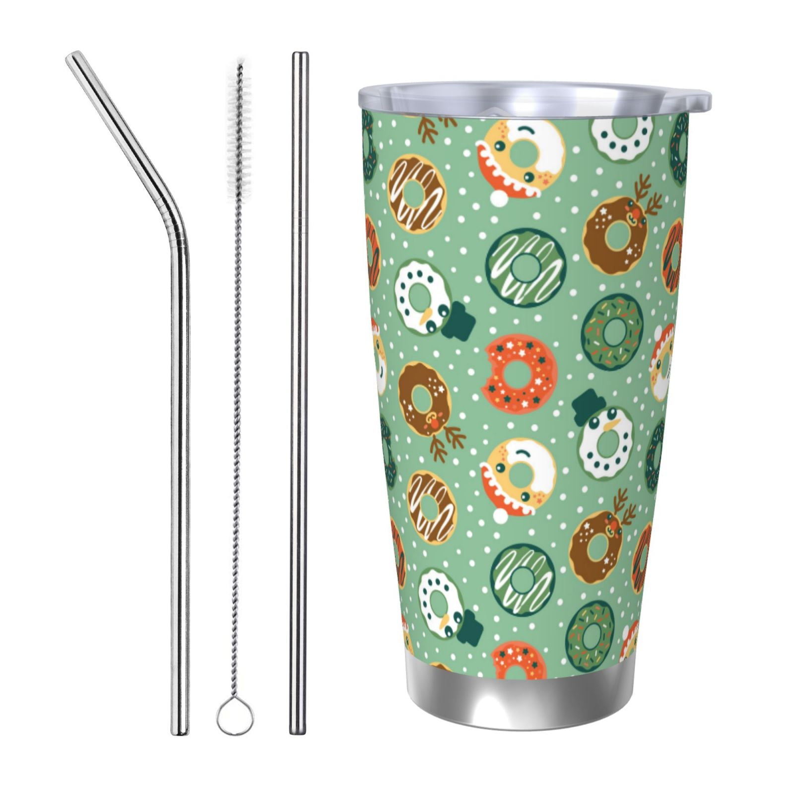 Fotbe Christmas Donuts Pattern 20 oz Tumbler Stainless Steel Vacuum ...