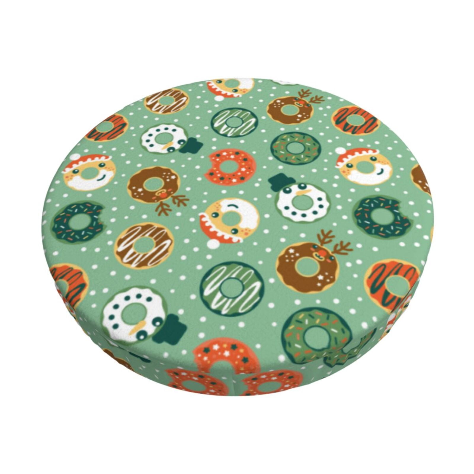 Fotbe Christmas Donuts Stool Covers Round,Waterproof Round Bar Stool ...