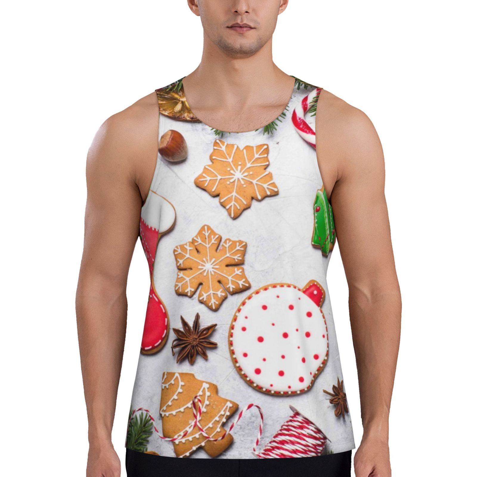 Fotbe Christmas Gingerbread Cookies Pattern Men's Quick Dry Workout ...