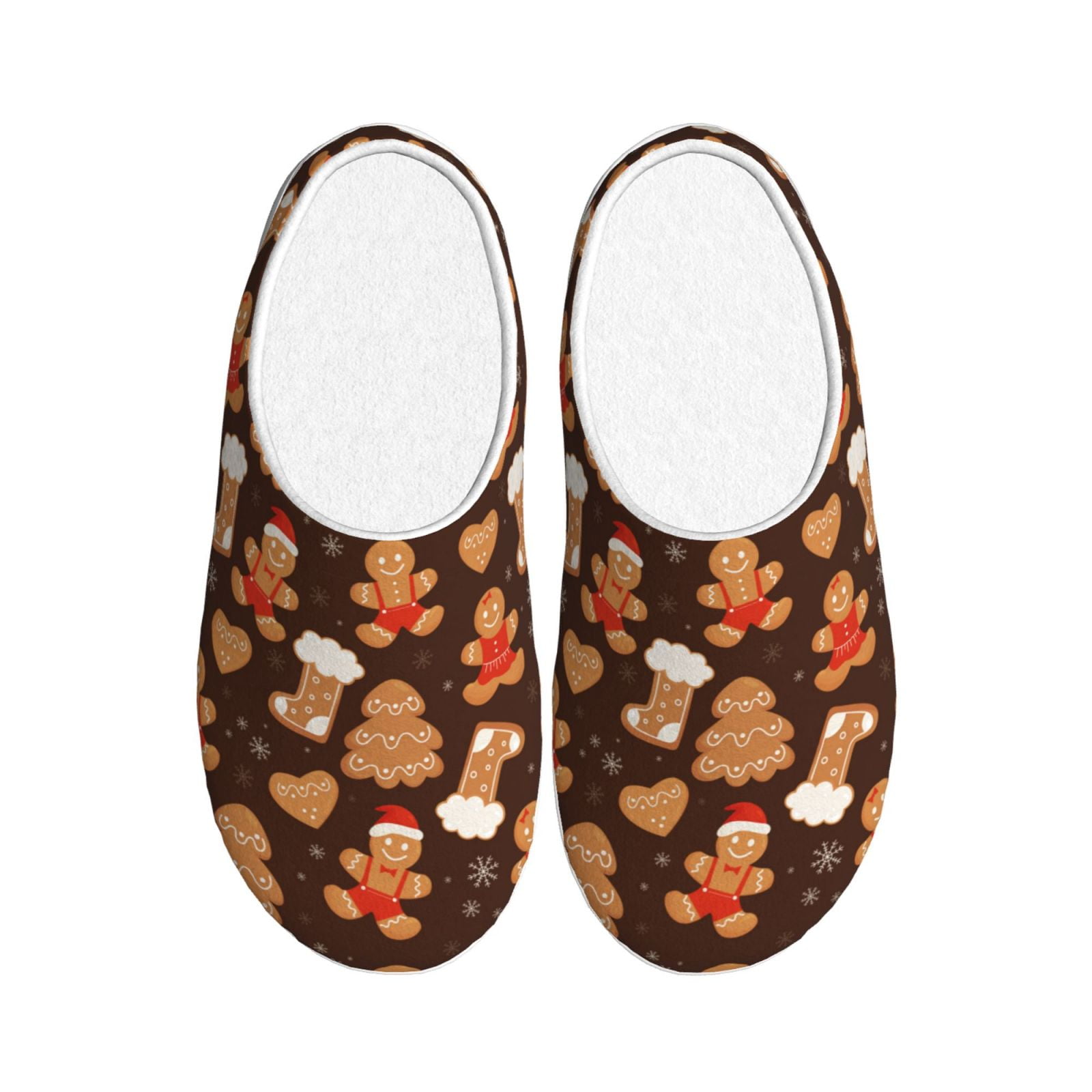 Fotbe Christmas Gingerbread Cookies Pattern Women's Fuzzy Curly Fur ...