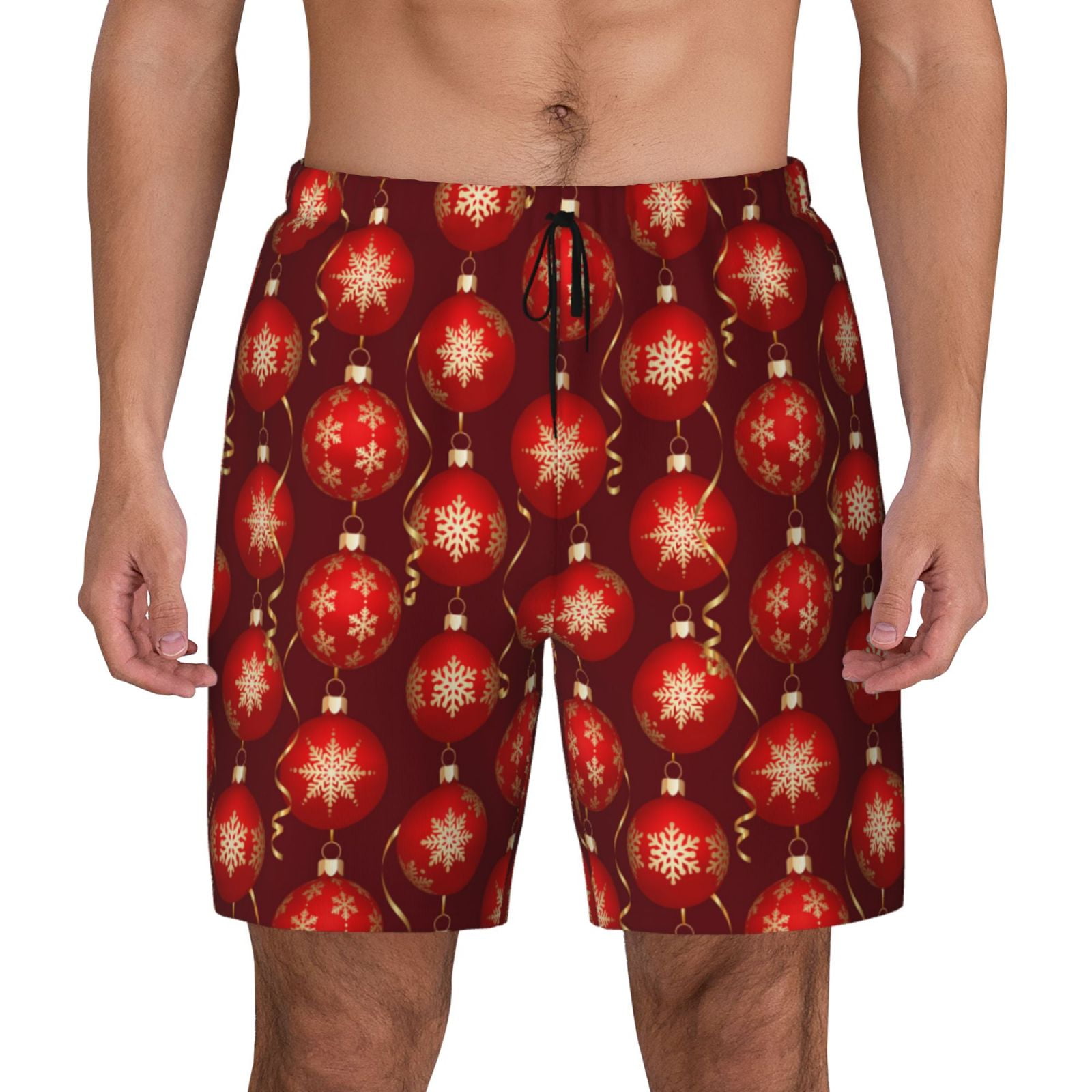 Fotbe Christmas Red Balls Men’s Swim Trunks Quick Dry Swim Shorts Board ...