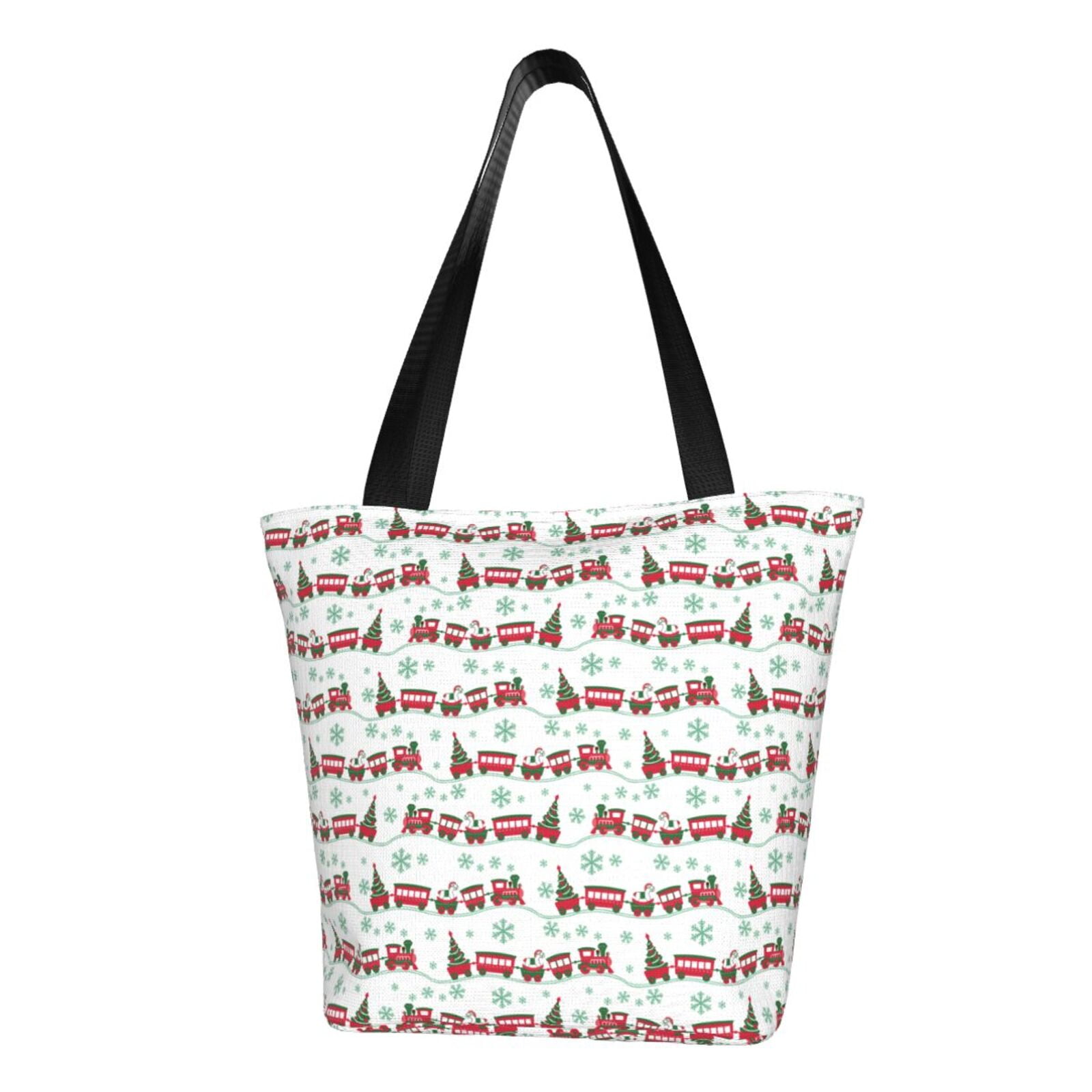 Fotbe Christmas Train Pattern Beach Tote,Shoulder Handbag,Spacious Tote ...