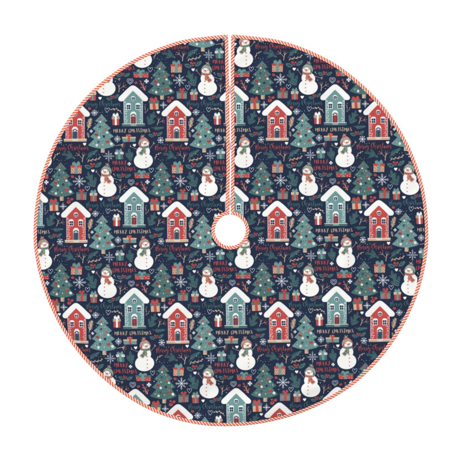 Fotbe Christmas Village Pattern Christmas Tree Skirt, Tree Skirts Plush ...