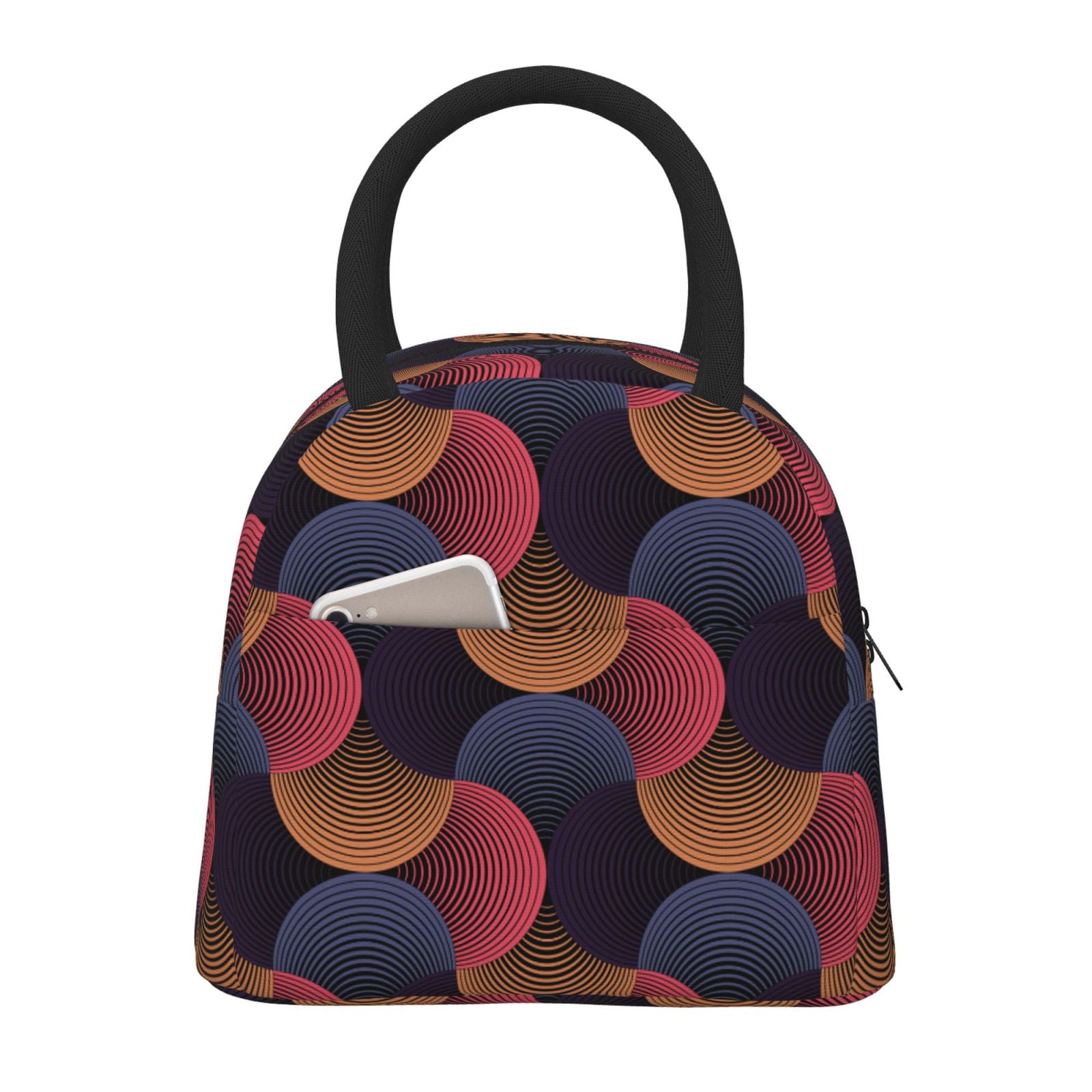 Fotbe Circular Stripes Pattern Lunch Bag, Insulated Lunch Box, Small ...