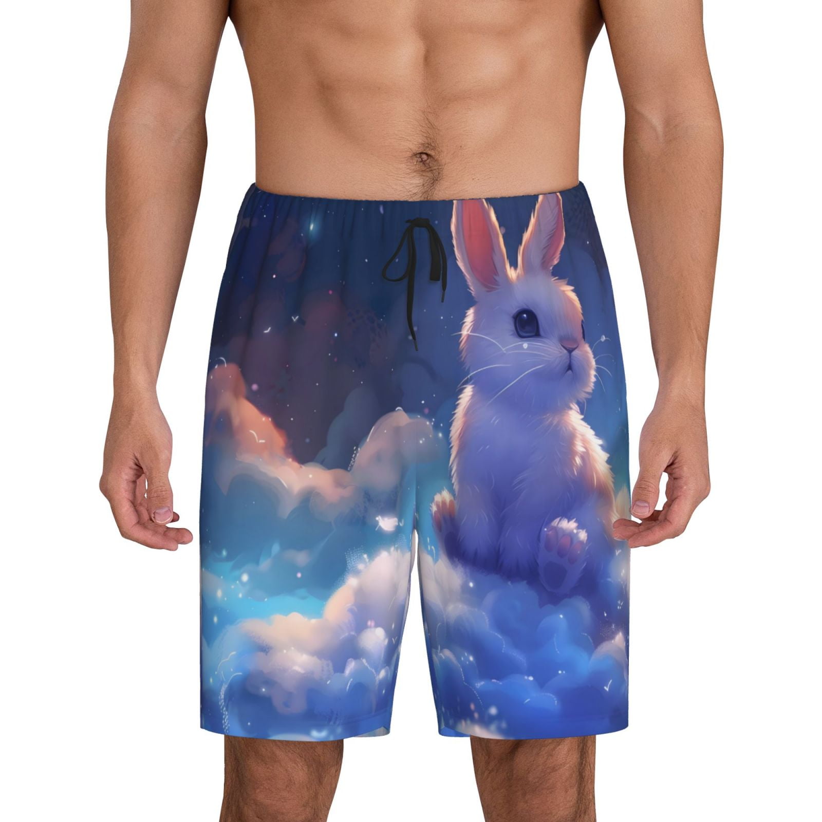 Fotbe Cloud Cute Rabbit Pajama Shorts for Men, Men's Pajama Bottoms ...