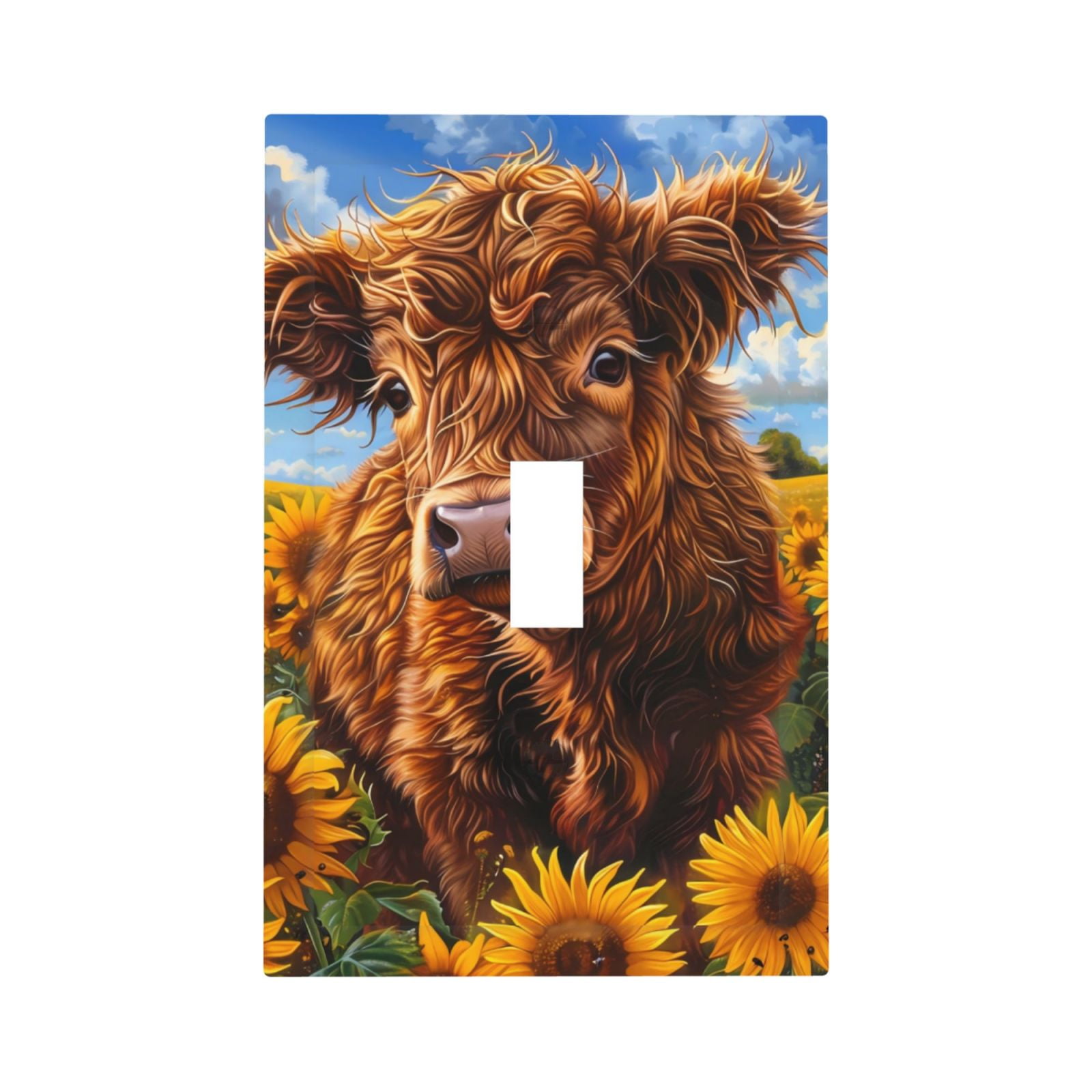 Fotbe Cloud Sky Sunflower Cow Print Duplex Receptacle Wall Plate, 1 ...