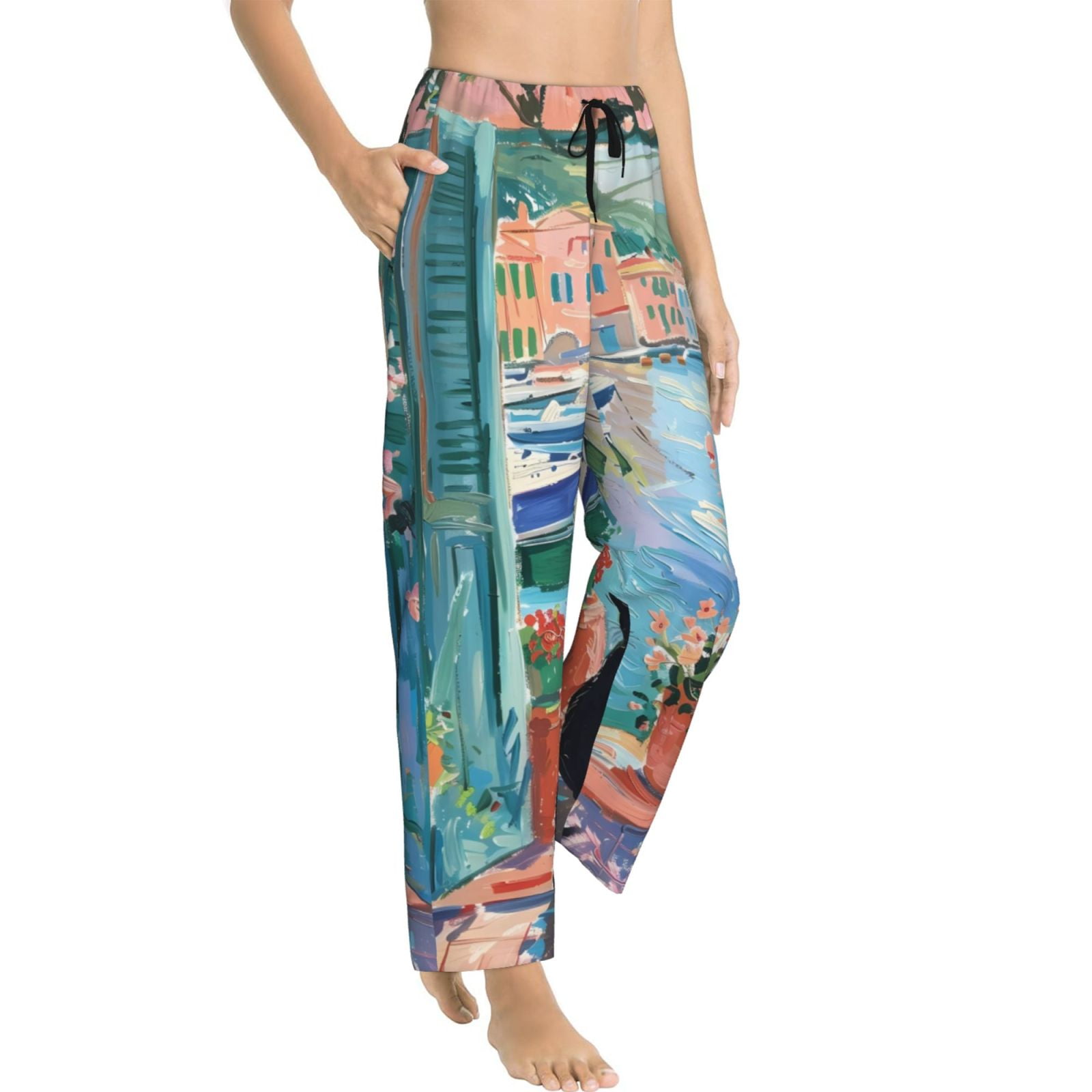 Fotbe Coastal Cat By The Window Women's Pajama Pants,Sleepwear Pants,Pj ...