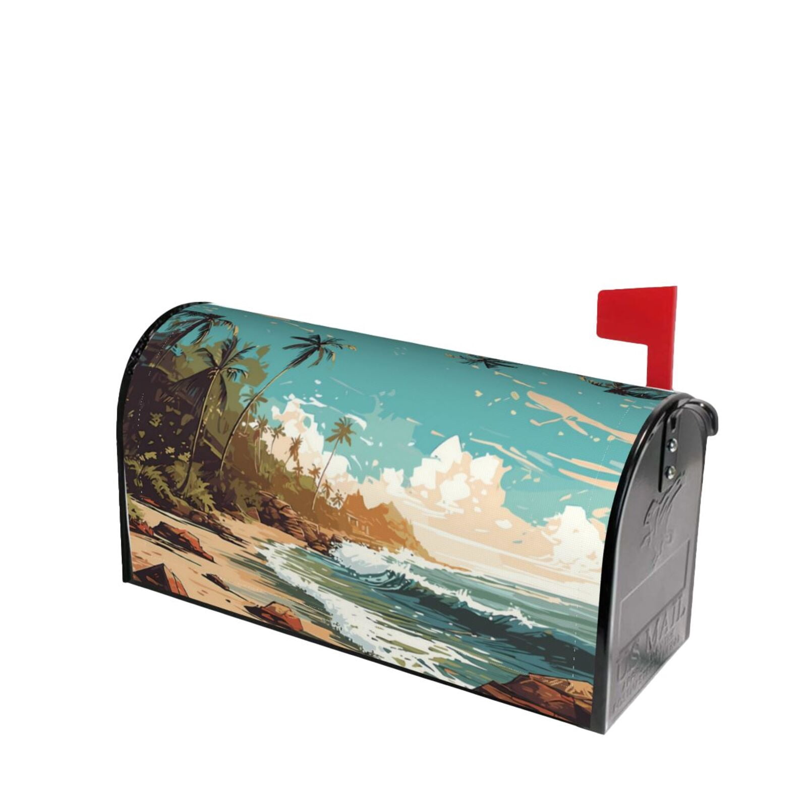 Fotbe Coastal Palm Beach Mailbox Covers Post Letter Box Cover Garden ...