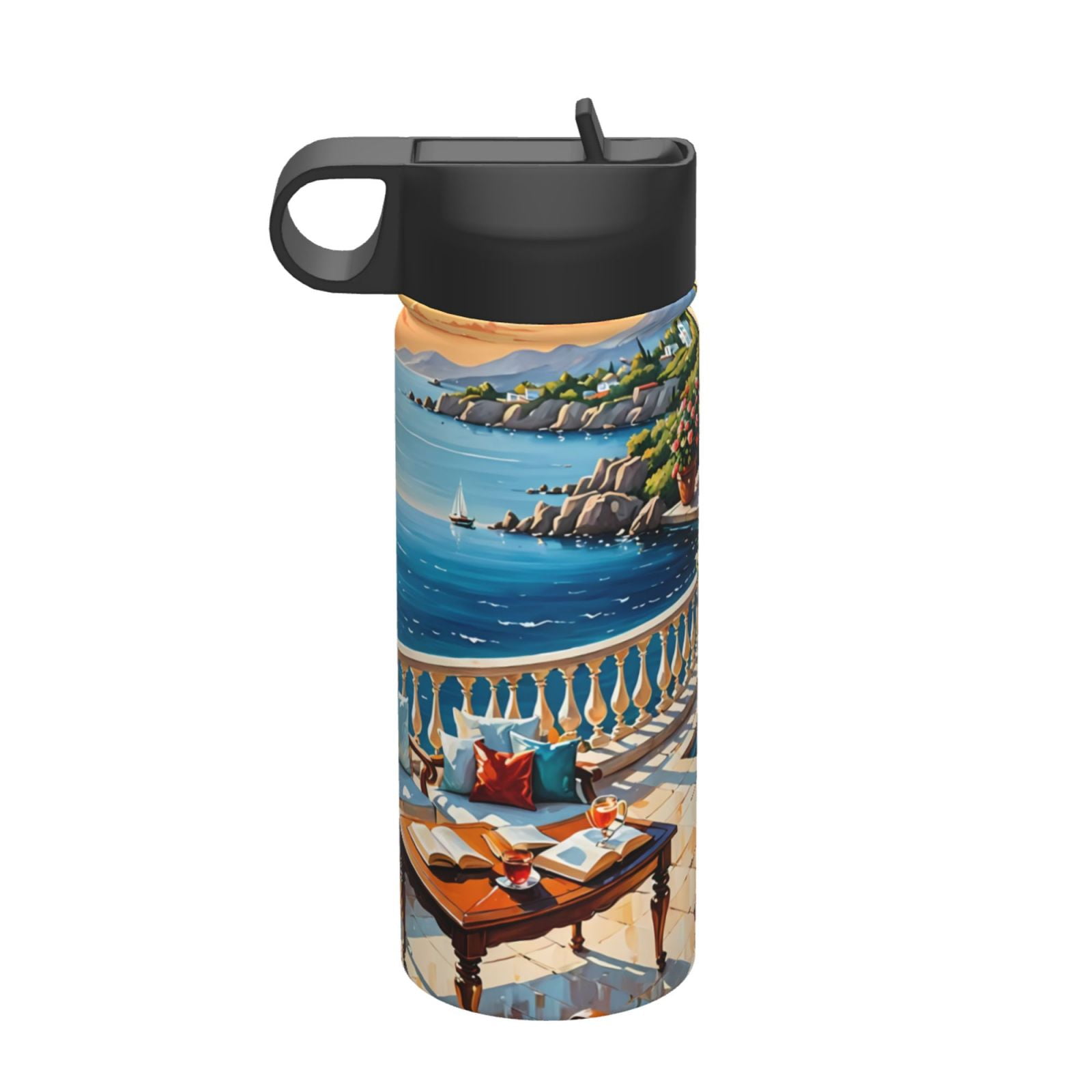Fotbe Coastal Style Garden Villa Pattern 18oz Sports Insulated Kettle ...