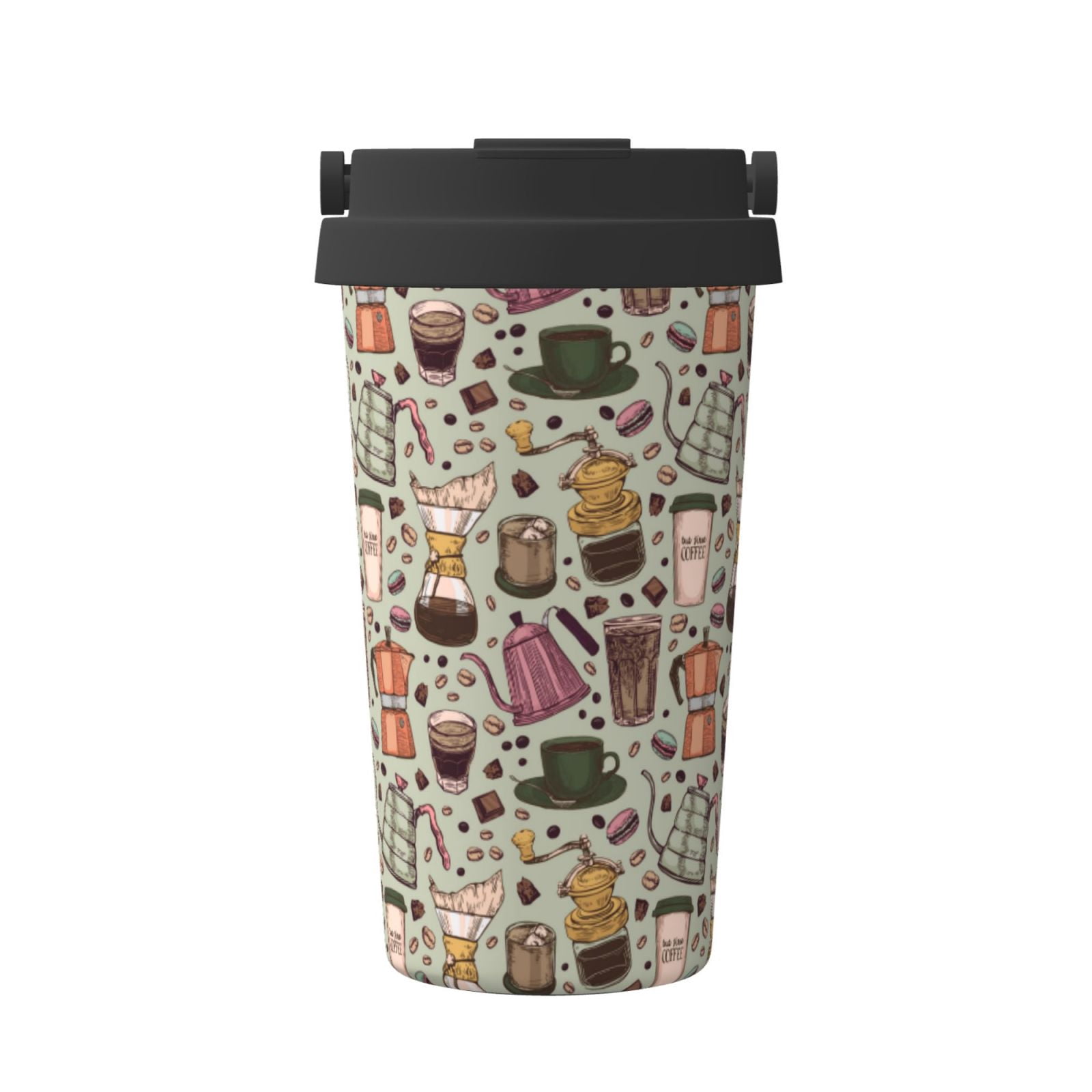 Fotbe Coffee pots cup Printed Insulated Travel Coffee Mug Spill Proof ...