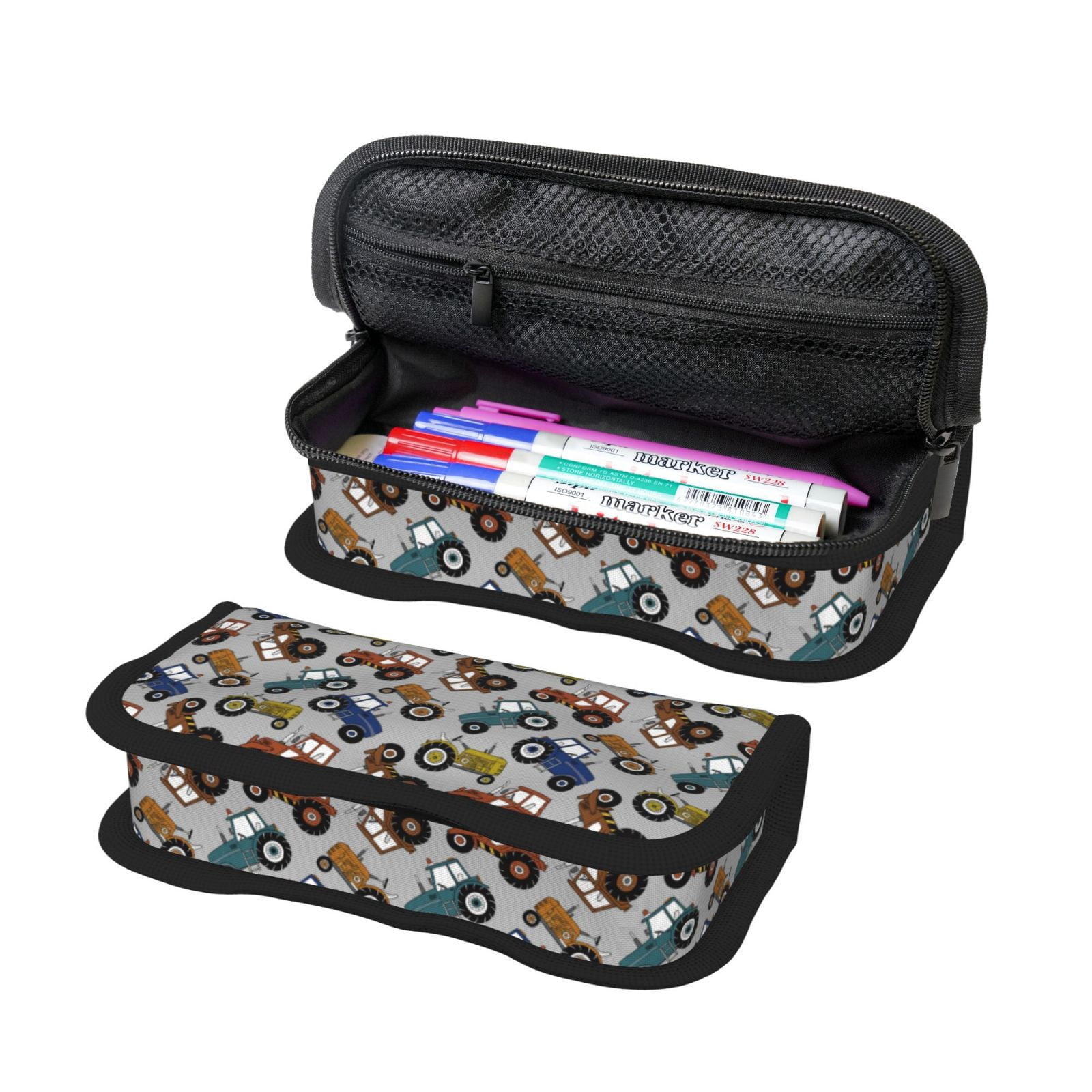 Fotbe Color Tractor Pattern Pencil Case,Canvas Pen Case, Multi- Slot ...