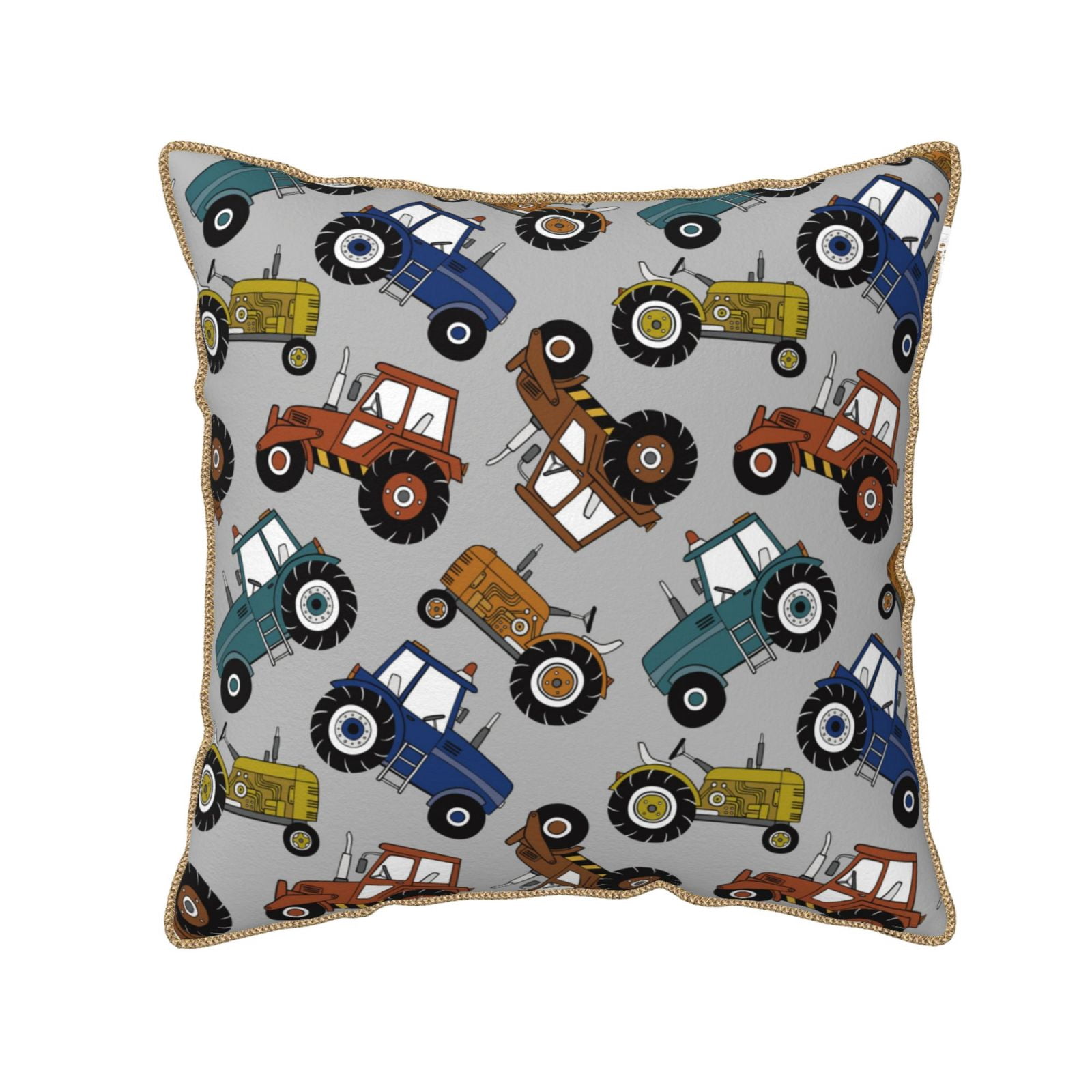 Fotbe Color Tractor Pattern Velvet Decorative Throw Pillow Covers with ...