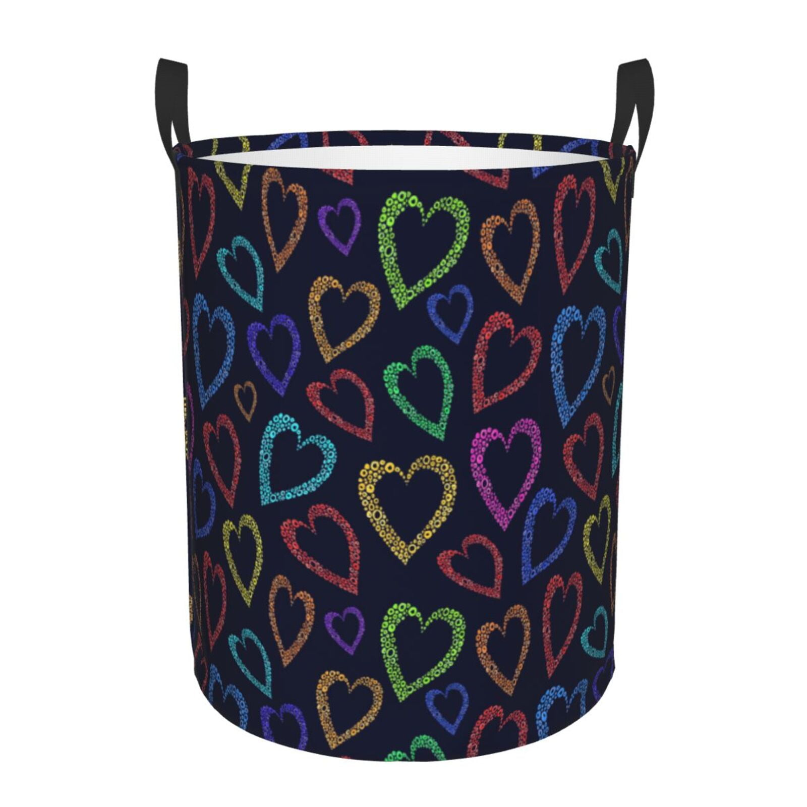 Fotbe Colored Hearts Laundry Basket with Handles, Waterproof Large ...
