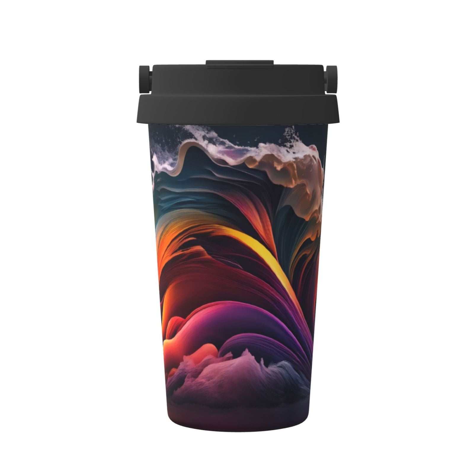 Fotbe Colorful Abstract Wave Motion Printed Insulated Travel Coffee Mug ...
