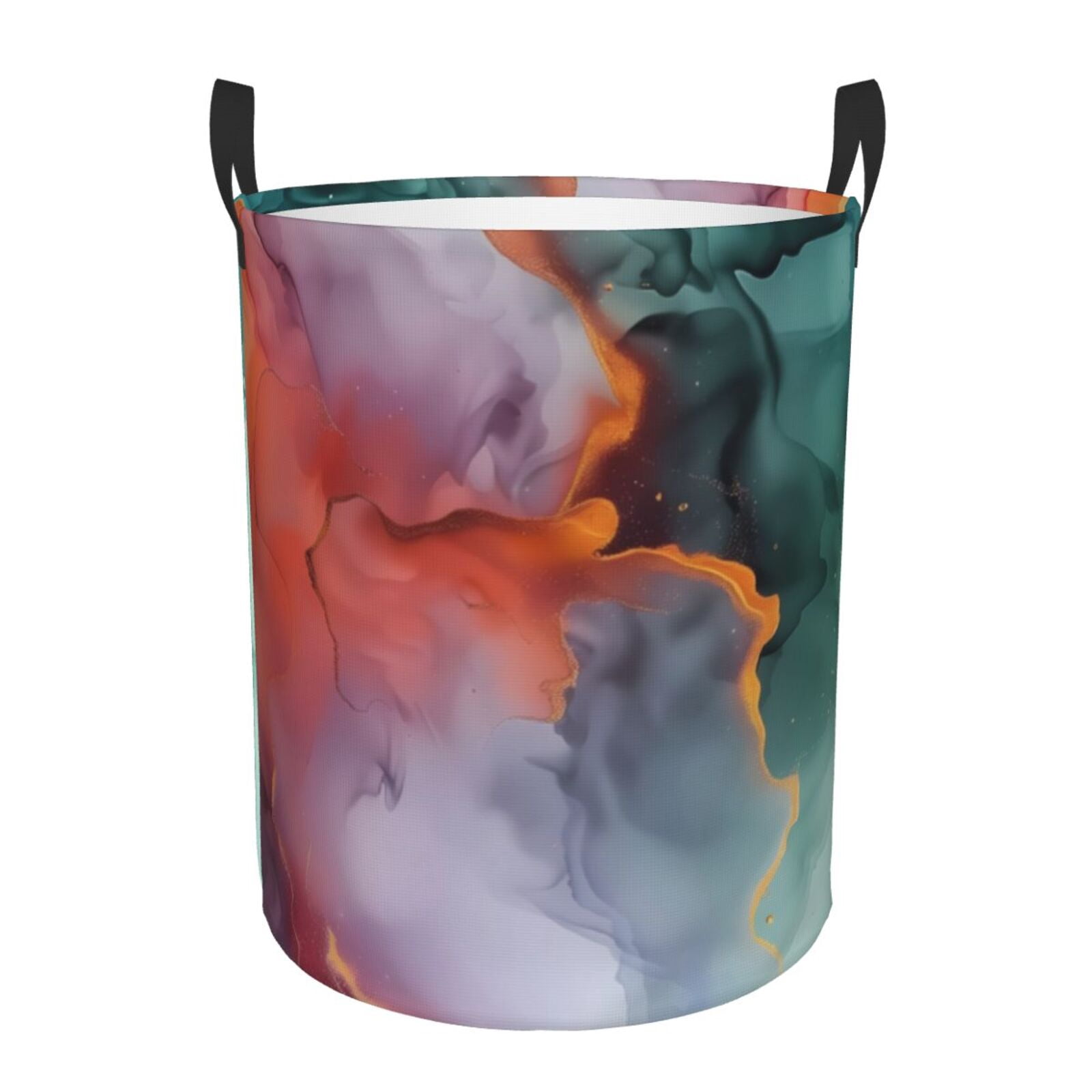 Fotbe Colorful Abstract Waves Pattern Laundry Basket with Handles ...