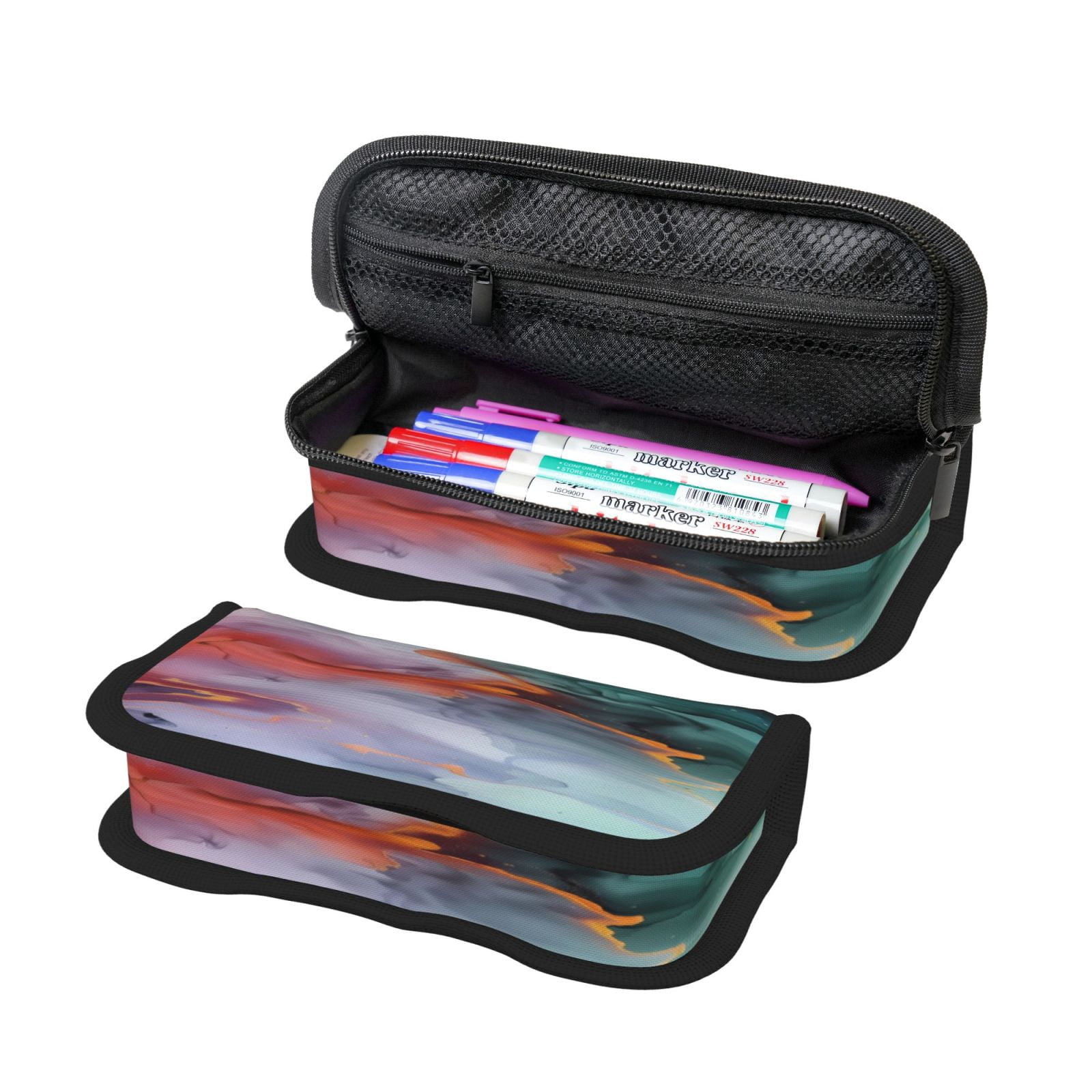 Fotbe Colorful Abstract Waves Pattern Pencil Case,Canvas Pen Case ...
