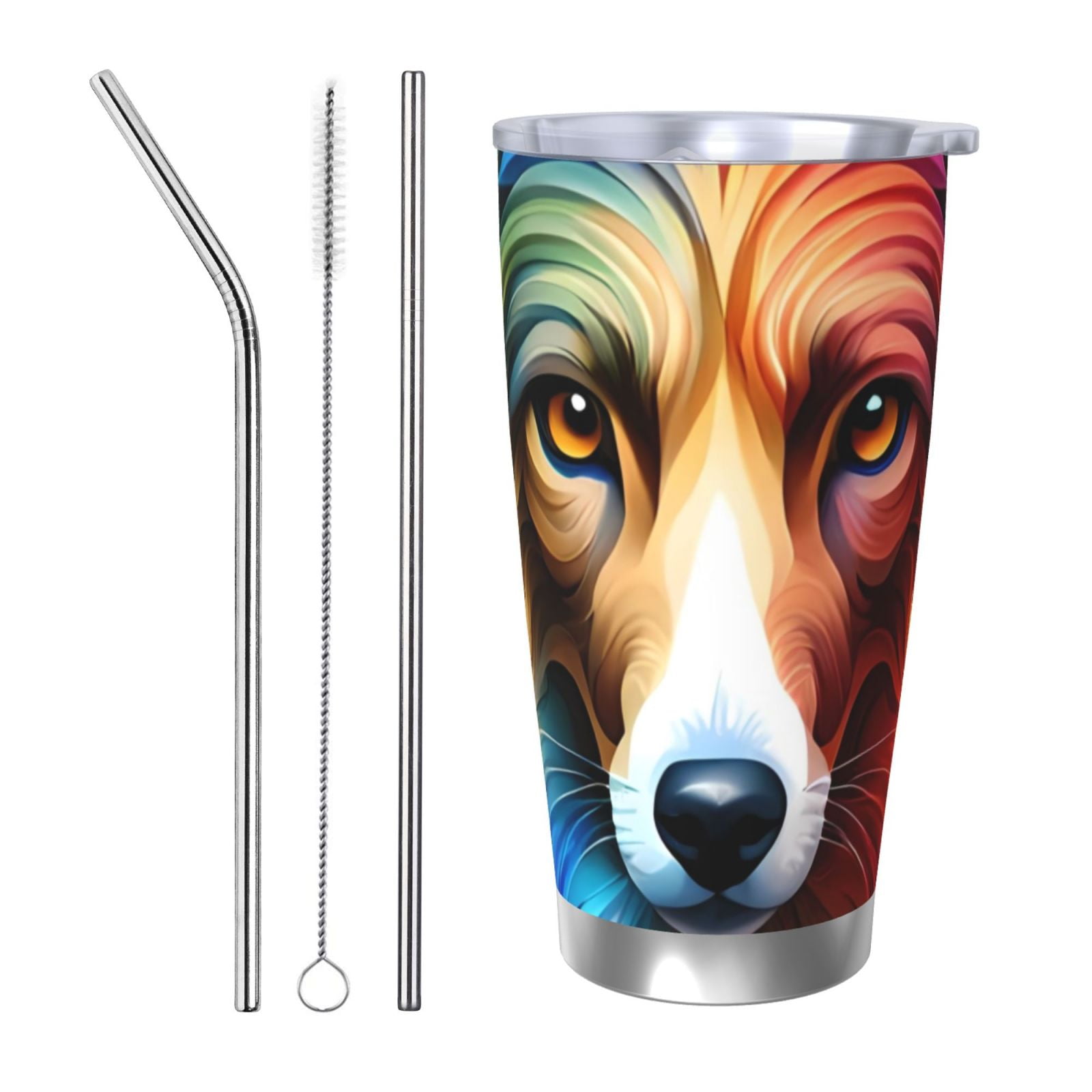 Fotbe Colorful Art Dog Pattern 20 oz Tumbler Stainless Steel Vacuum ...
