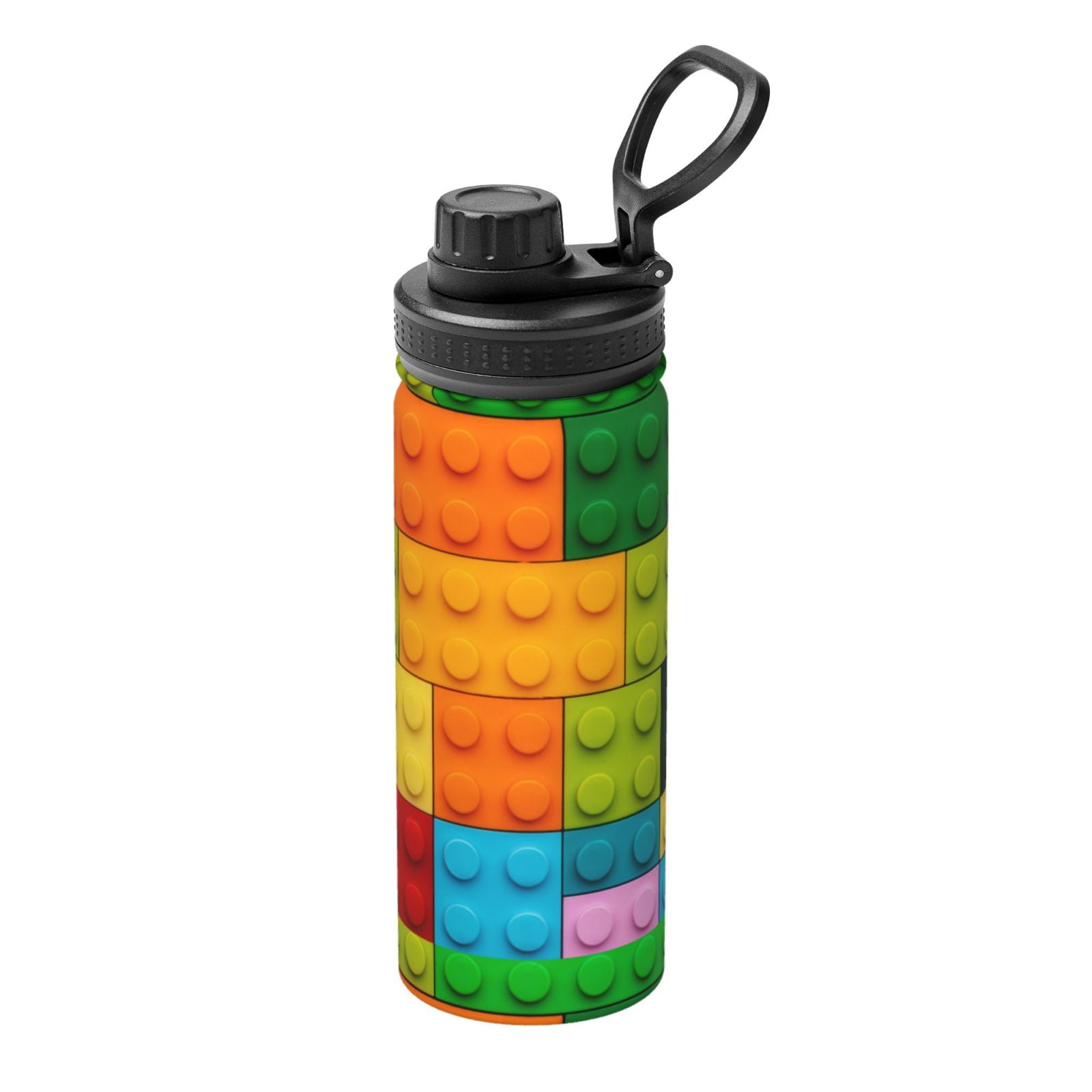 Fotbe Colorful Building Blocks Pattern 18 Oz Sports Insulated Kettle ...