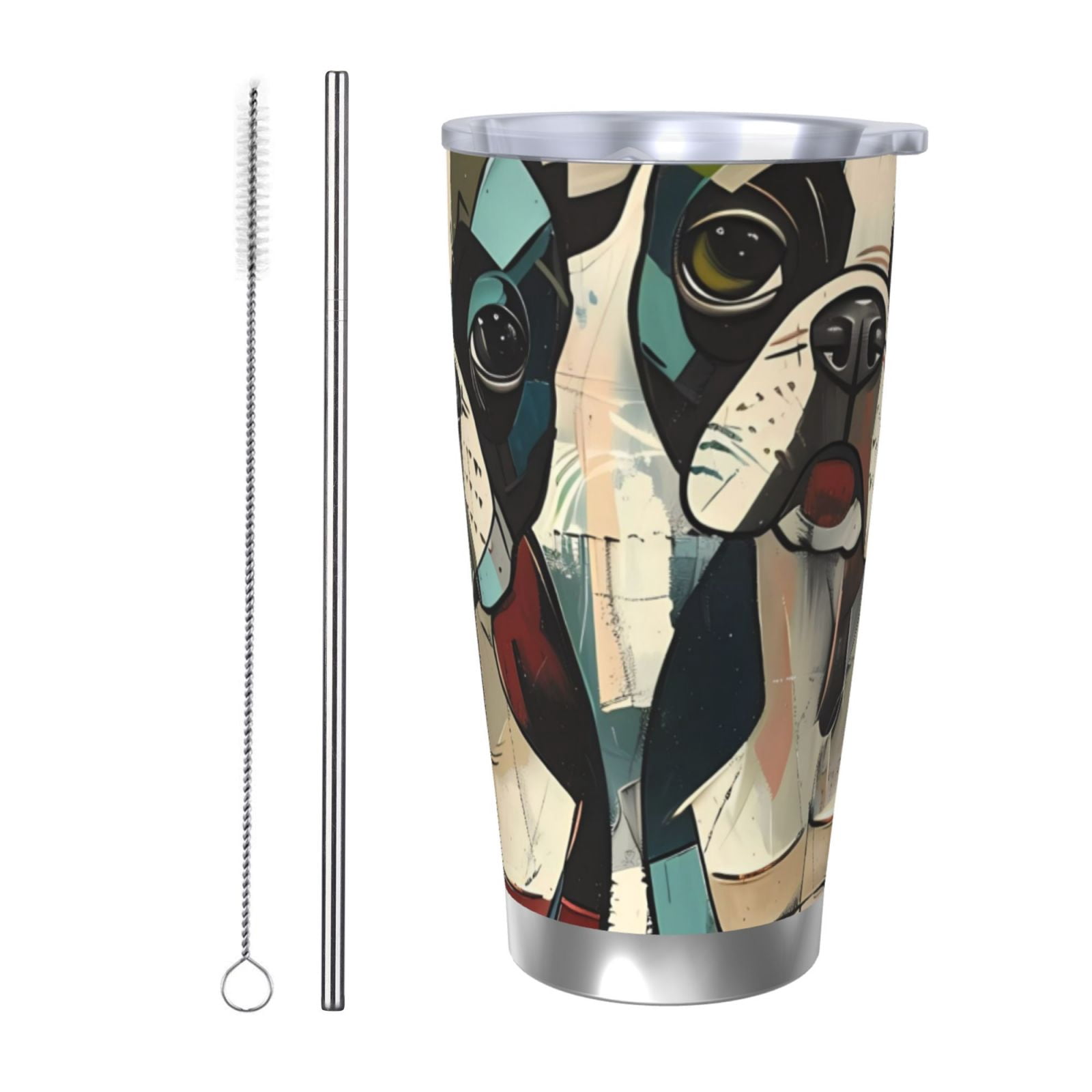 Fotbe Colorful Bulldog Duo Pattern 20 oz Tumbler Stainless Steel Vacuum ...