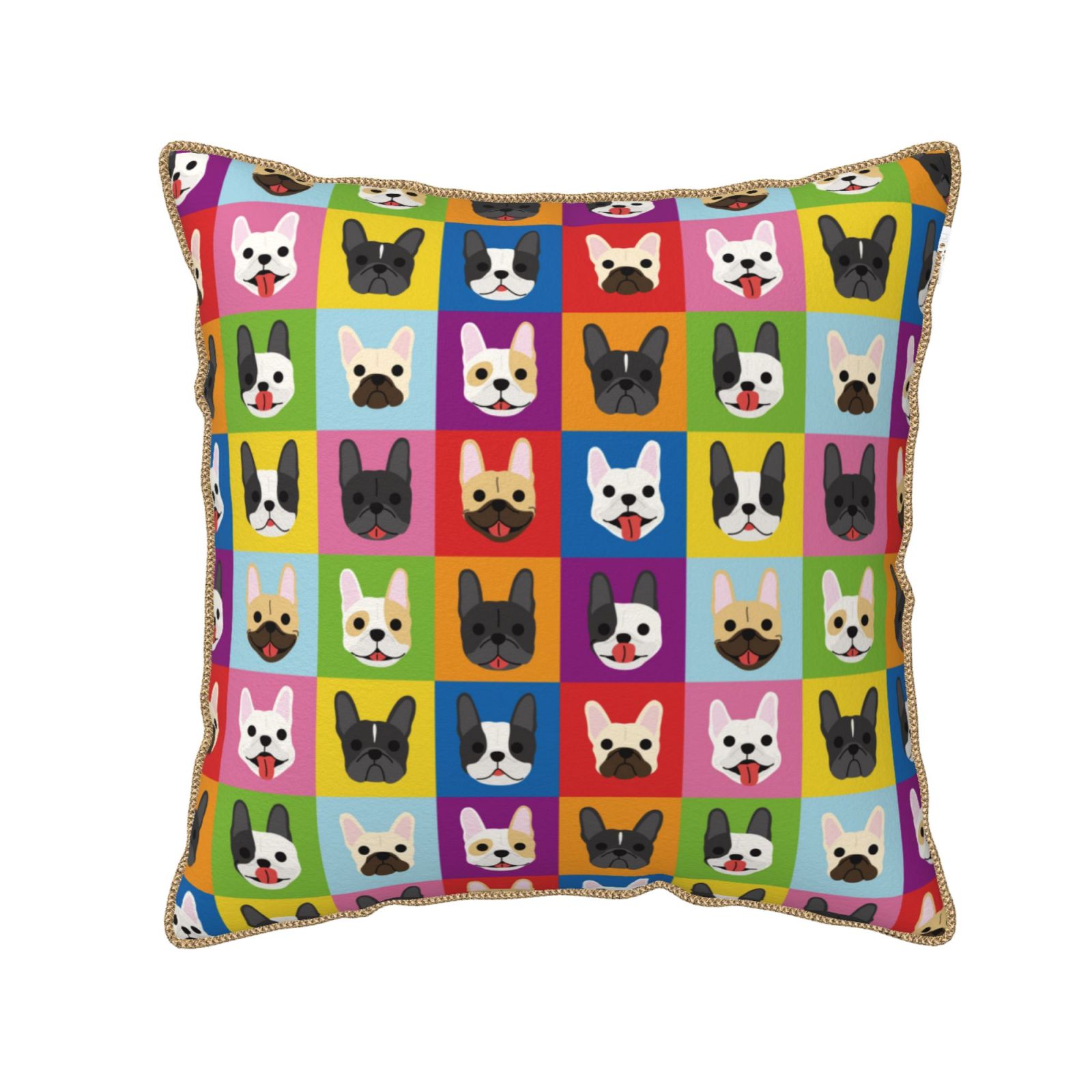 Fotbe Colorful Bulldog Pattern Velvet Decorative Throw Pillow Covers ...