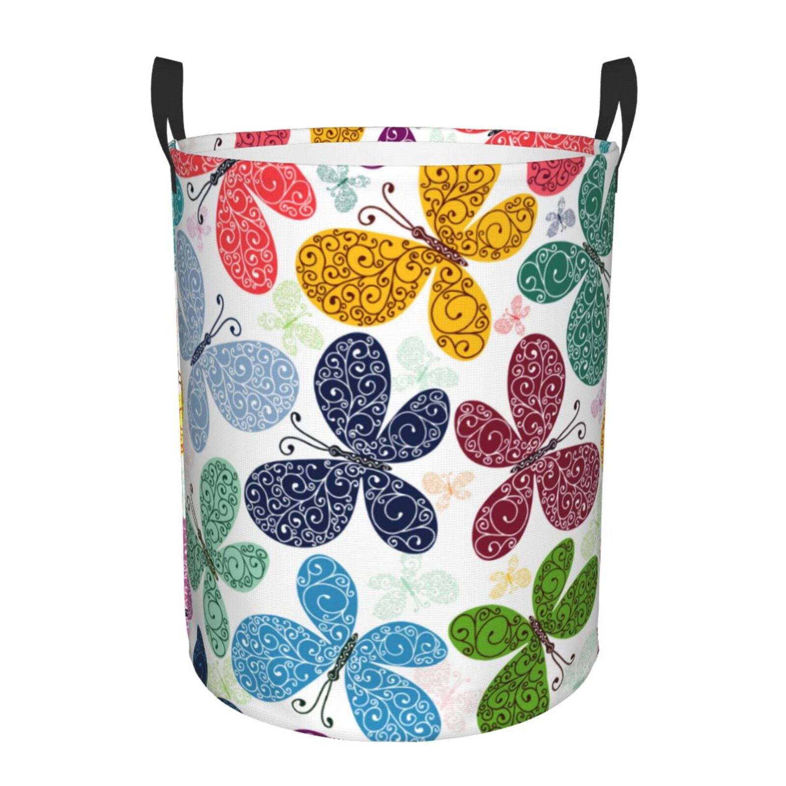 Fotbe Colorful Butterflies Laundry Basket with Handles, Waterproof ...