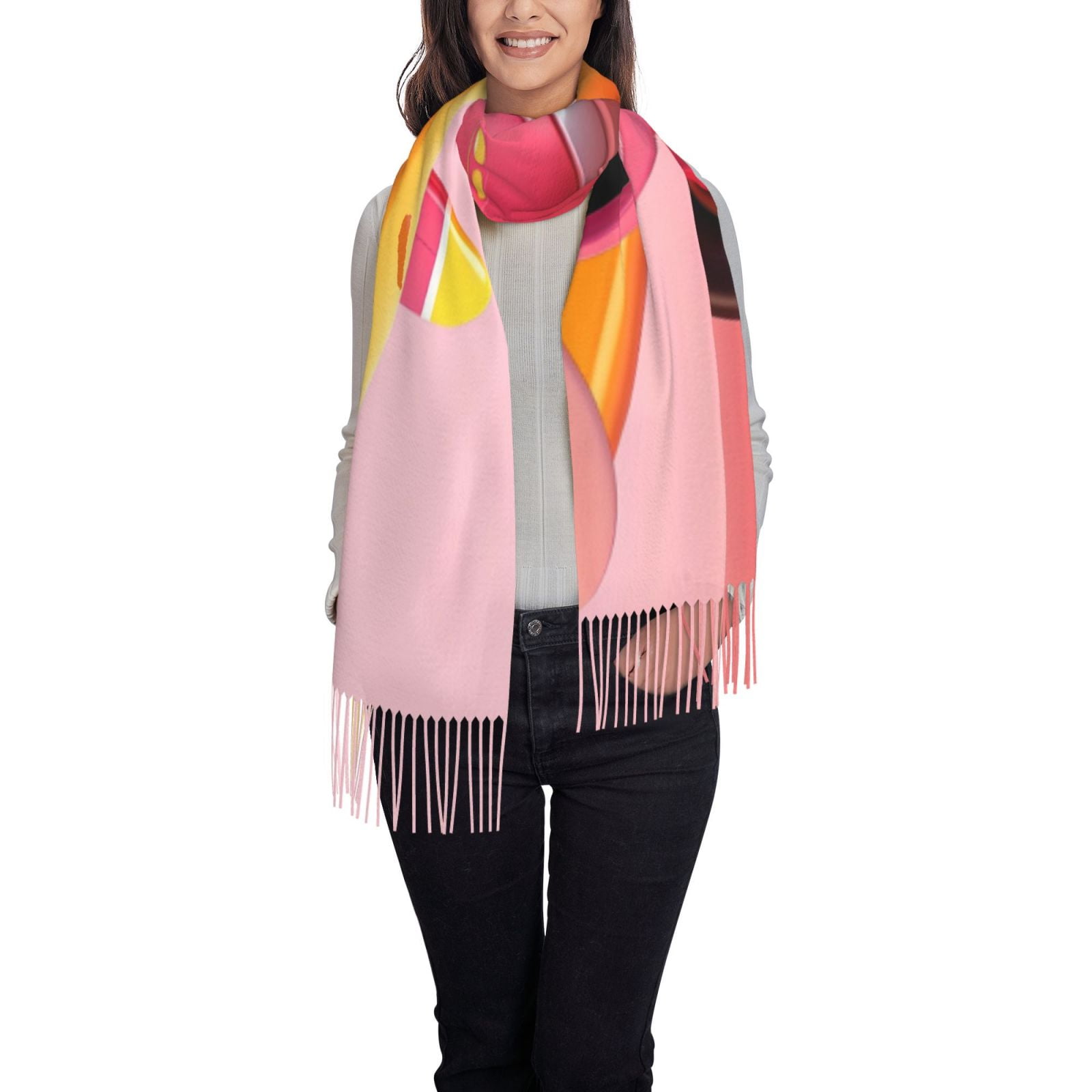 Fotbe Colorful Cartoon Biplane Print Womens Fall Winter Scarf Tassel Soft Warm Blanket Scarves ...