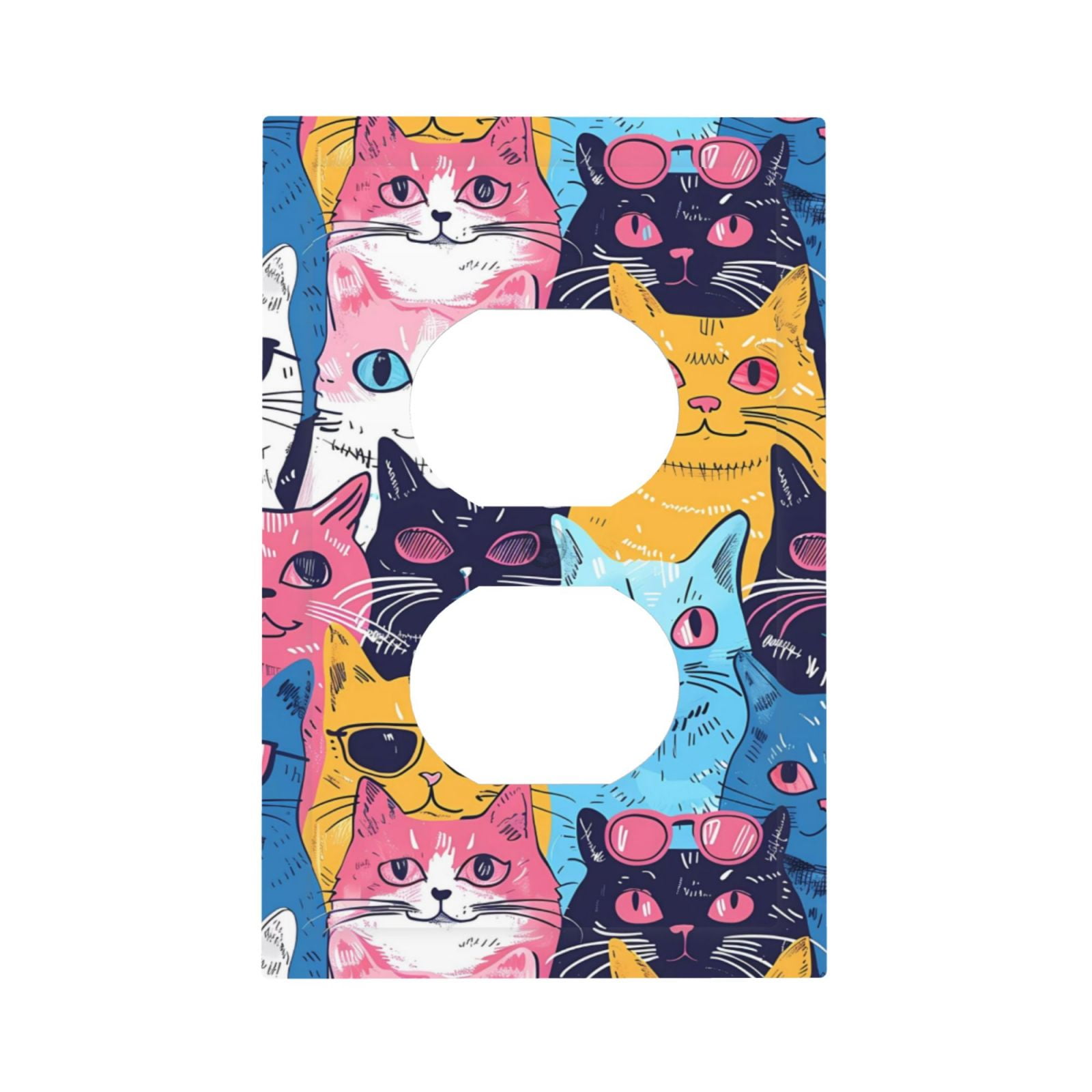 Fotbe Colorful Cats Pattern Art Print Duplex Receptacle Wall Plate, 1 ...