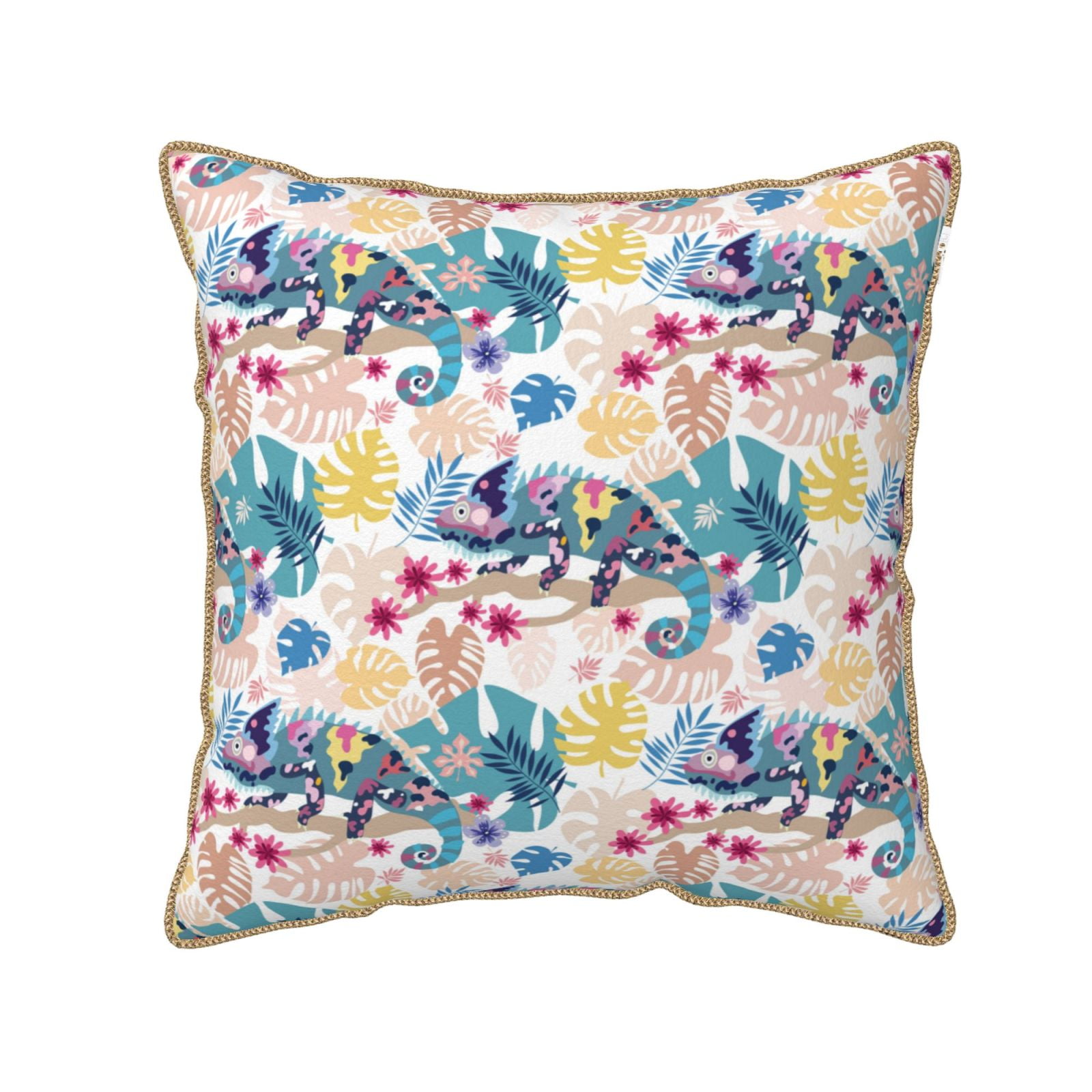 Fotbe Colorful Chameleons Pattern Velvet Decorative Throw Pillow Covers ...