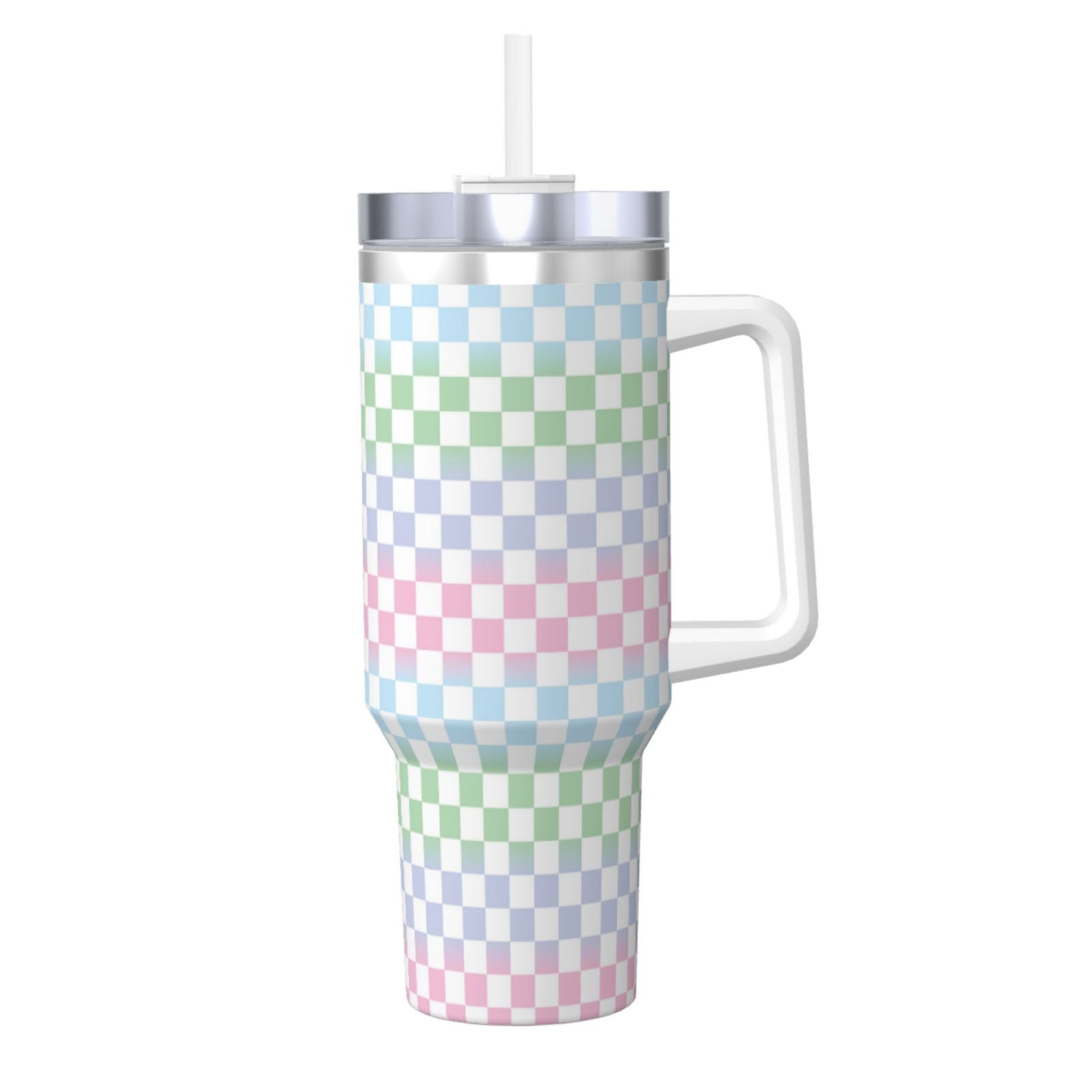 Fotbe Colorful Checkerboard Pattern 40oz Ice Bully With Handle And ...