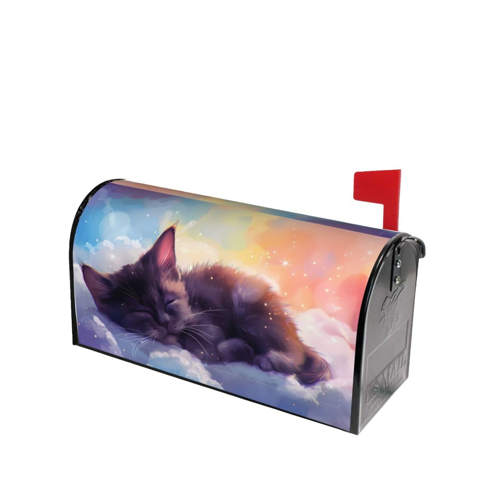 Fotbe Colorful Cloud Sleeping Cat Mailbox Covers Post Letter Box Cover ...