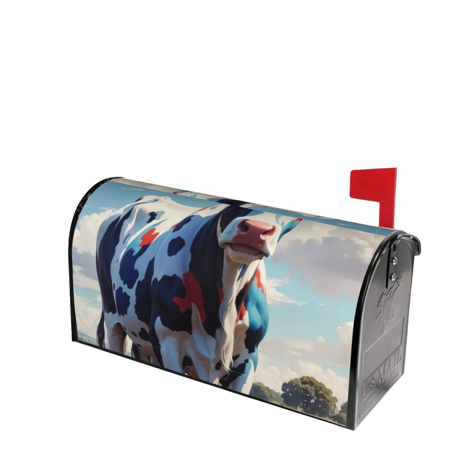 Fotbe Colorful Cow Pasture Mailbox Covers Post Letter Box Cover Garden ...