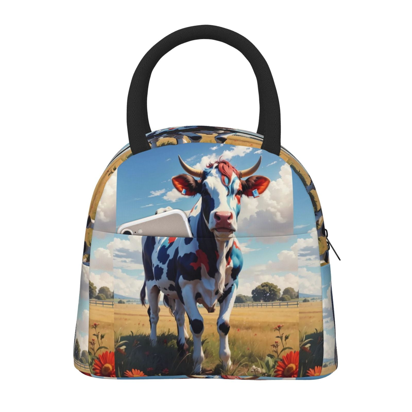 Fotbe Colorful Cow Pasture Pattern Lunch Bag, Insulated Lunch Box ...