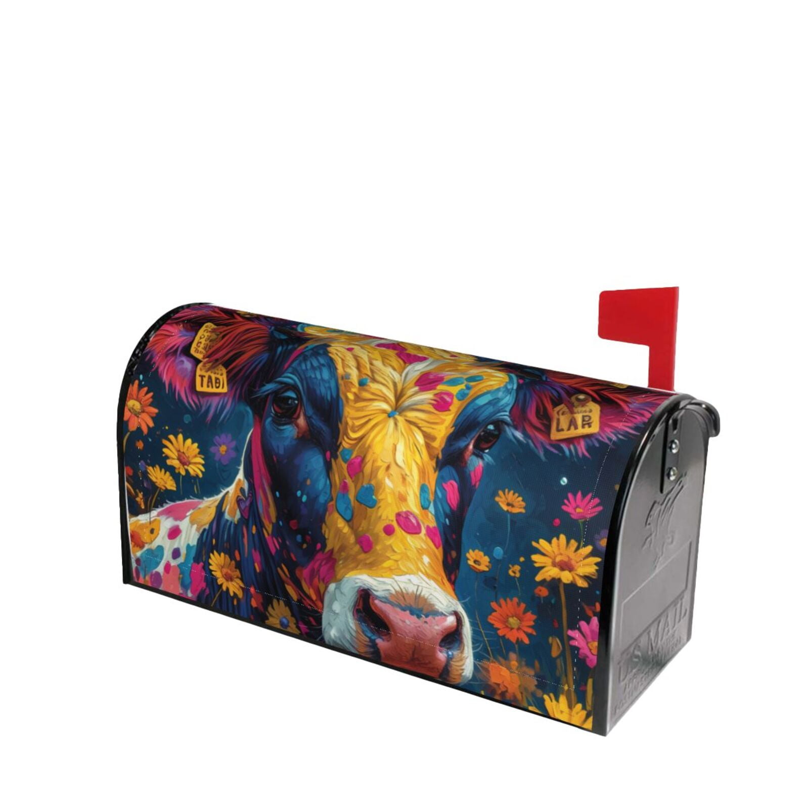 Fotbe Colorful Daisy Sunflower Cow Mailbox Covers Post Letter Box Cover ...