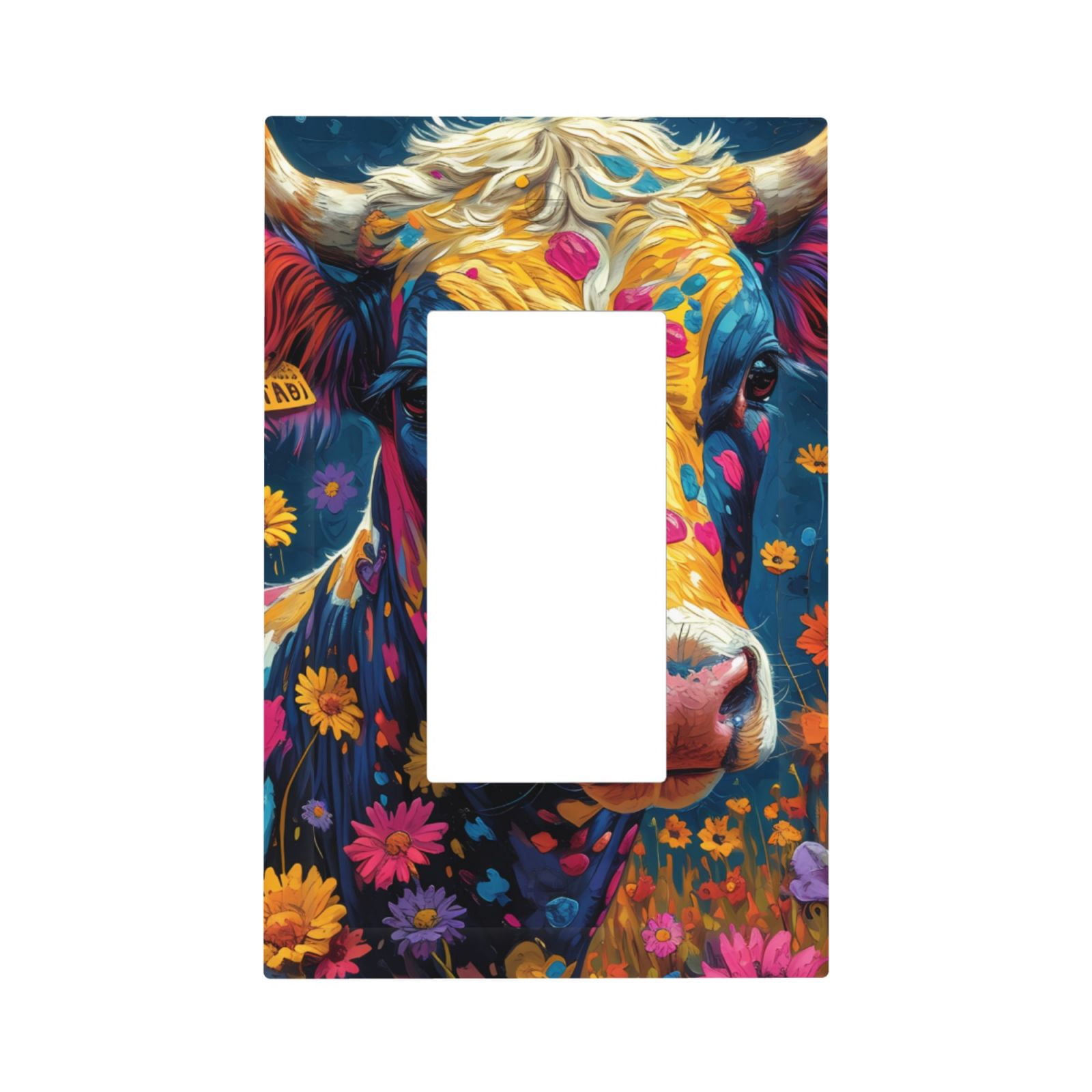 Fotbe Colorful Daisy Sunflower Cow Print Duplex Receptacle Wall Plate ...